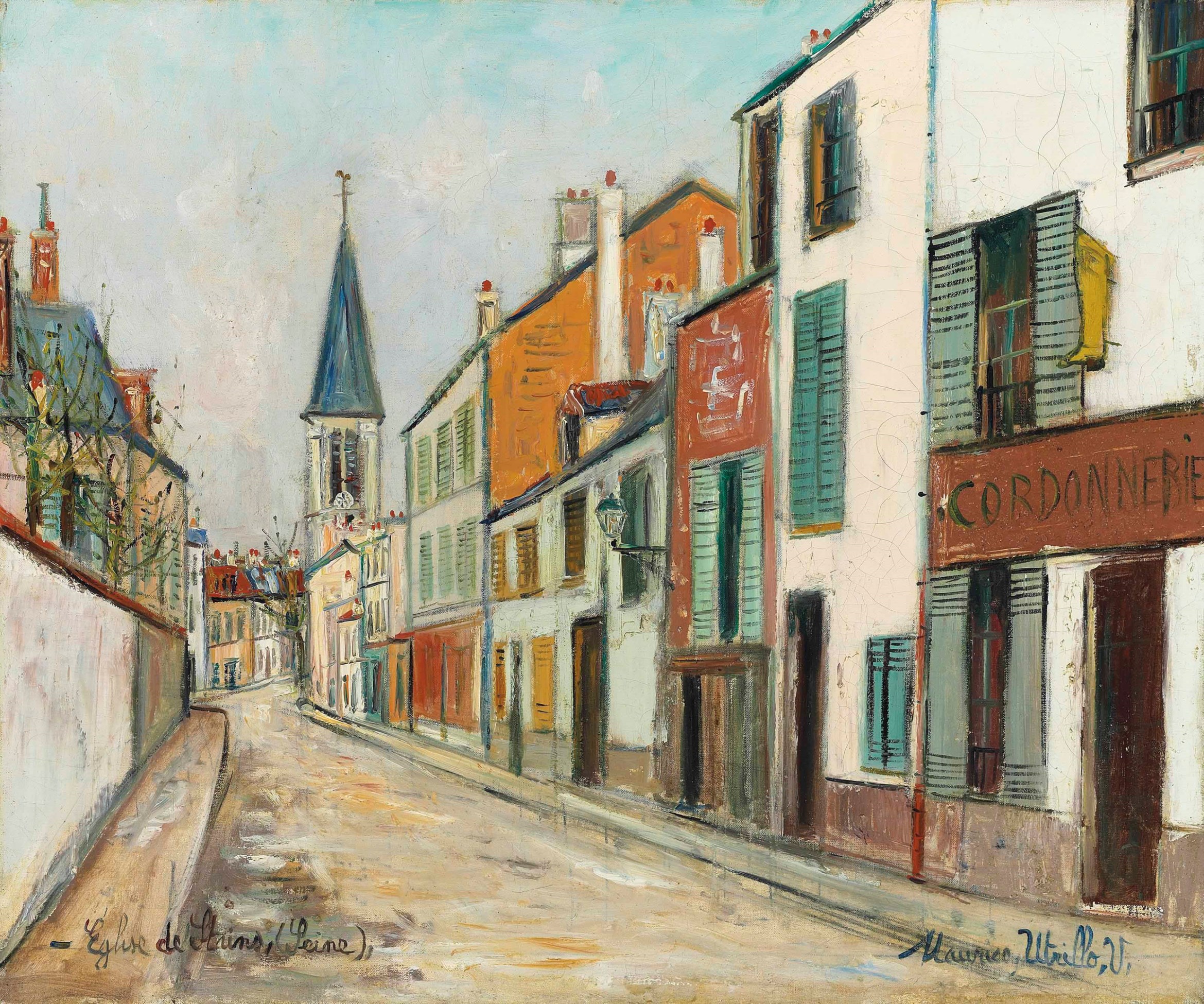 Maurice Utrillo (1883-1955), Rue Jean Durand et l'église, Stains (Seine ...