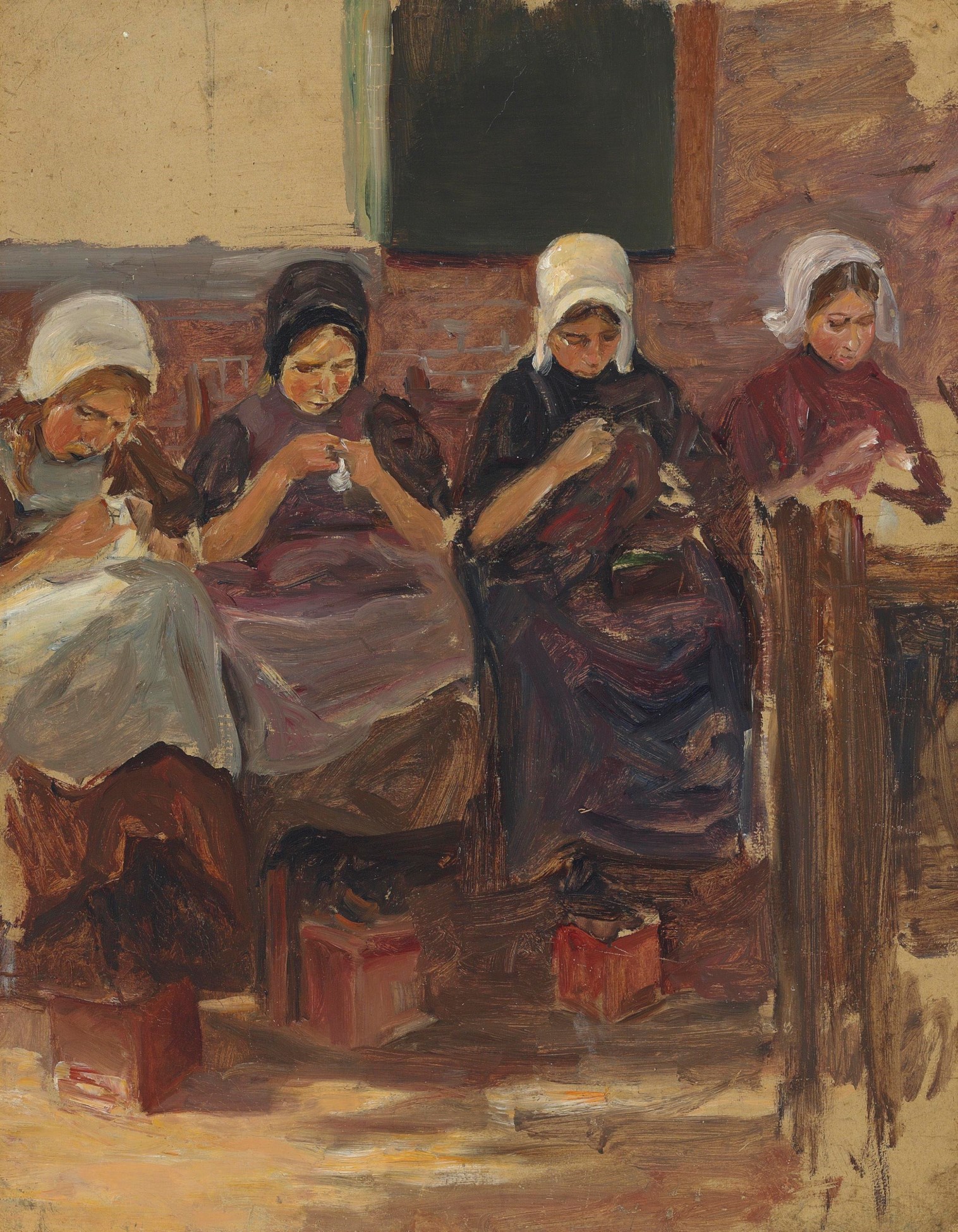 Max Liebermann (1847-1935), Nähende Mädchen in Huyzen | Christie's