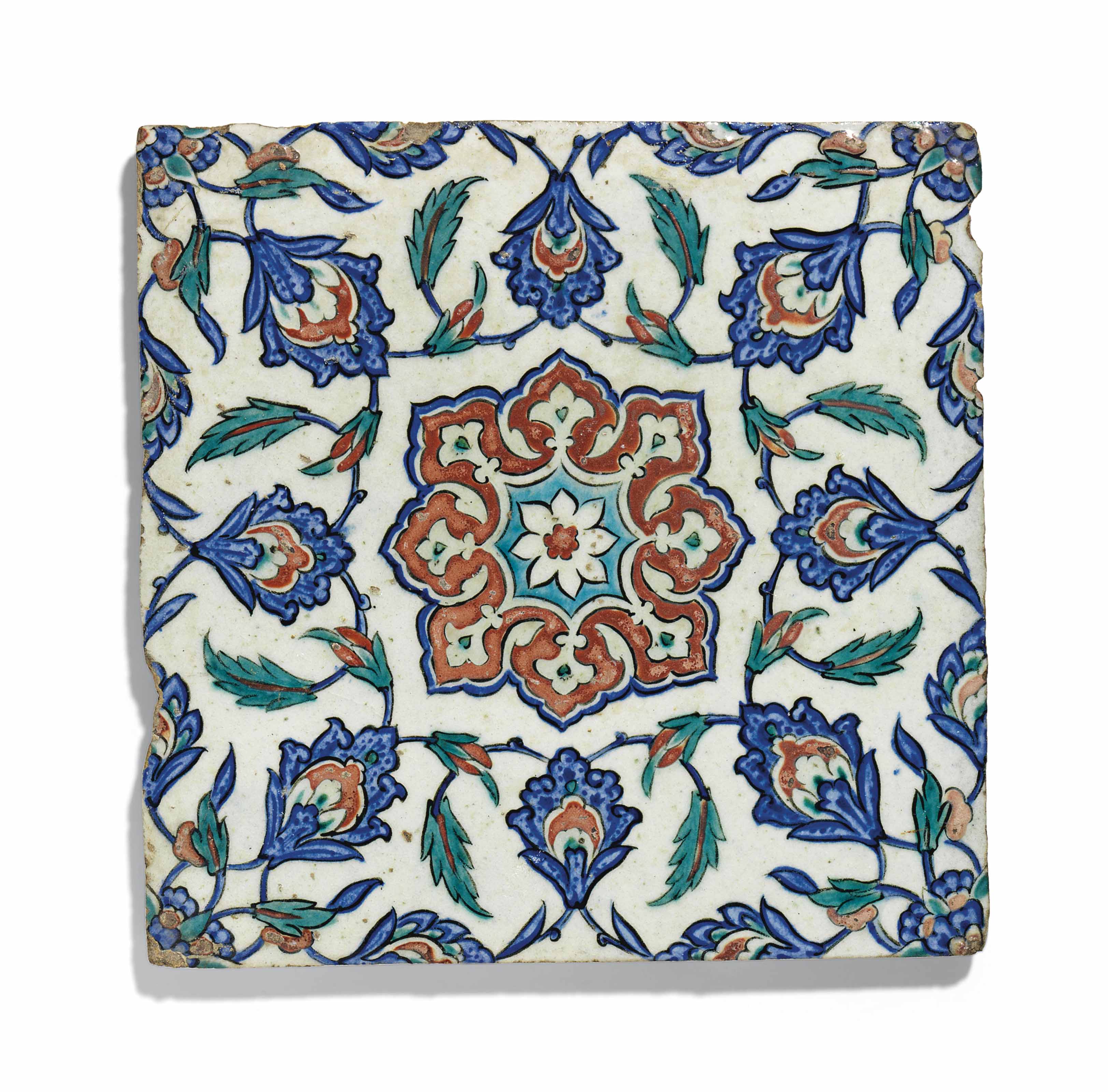 AN IZNIK POTTERY TILE , OTTOMAN TURKEY, CIRCA 1595 | Christie's