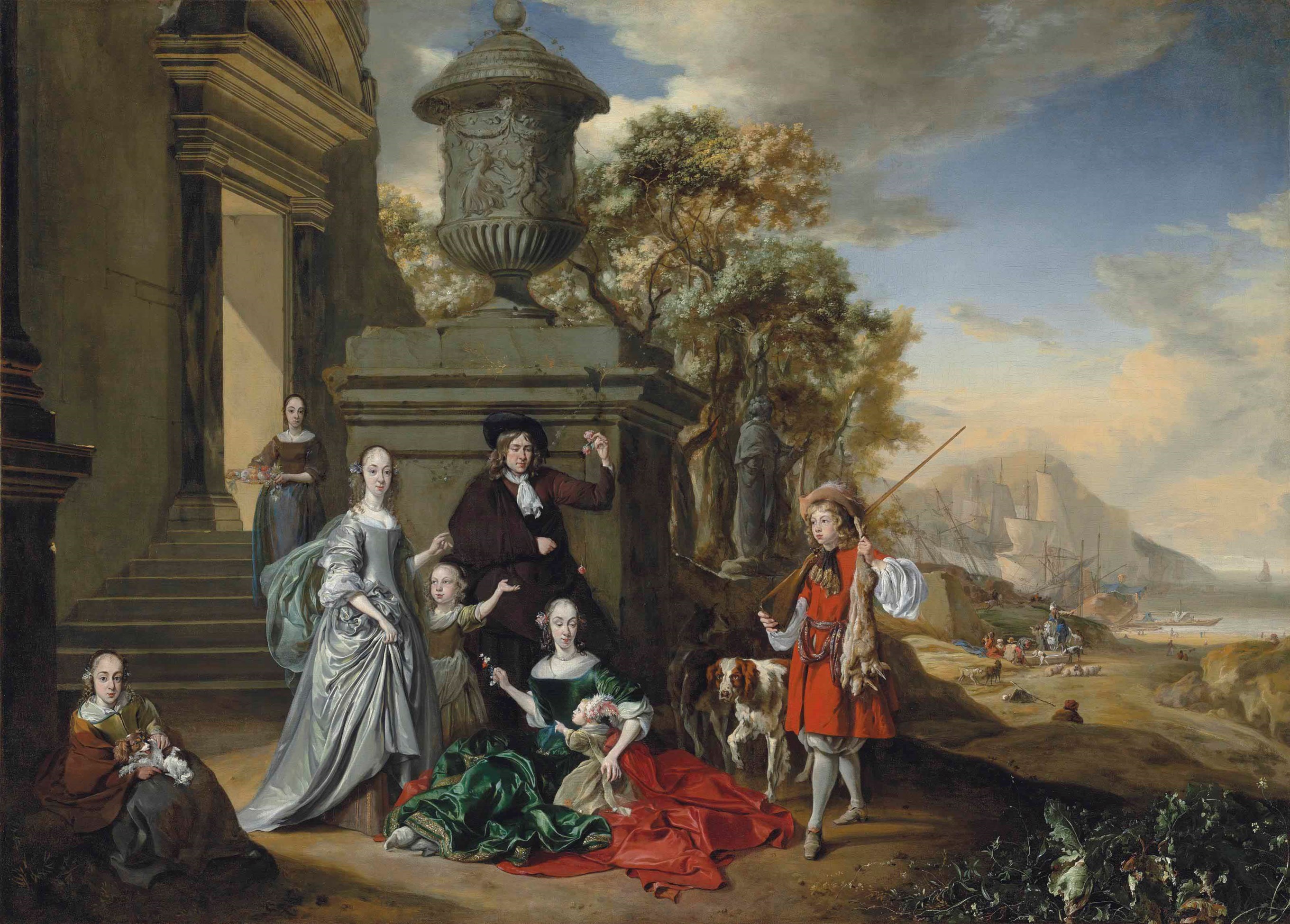 Jan Weenix (Amsterdam ?1642-1719), A group portrait of an elegantly ...