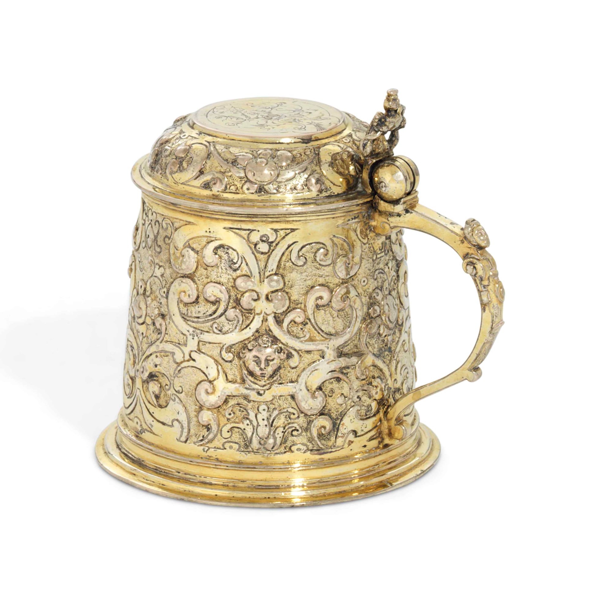 A GERMAN SILVER-GILT TANKARD, APPARENTLY UNMARKED, LATE 16TH CENTURY ...