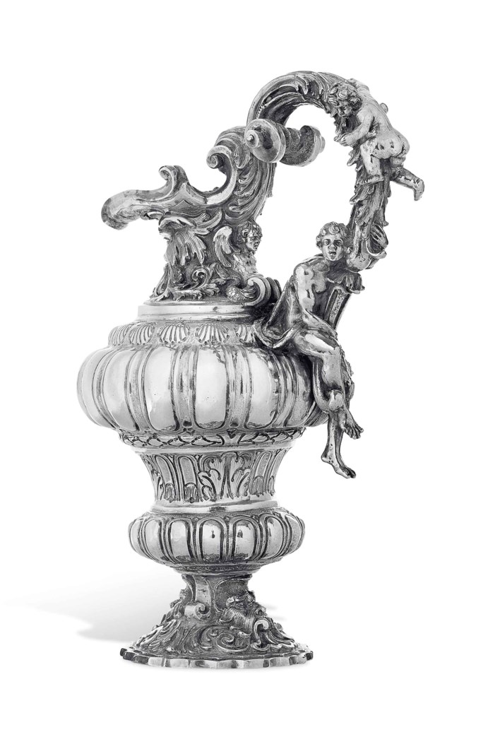 AN ITALIAN SILVER EWER, NAPLES, 1695, MAKER'S MARK F.D.?, ASSAY MASTER ...