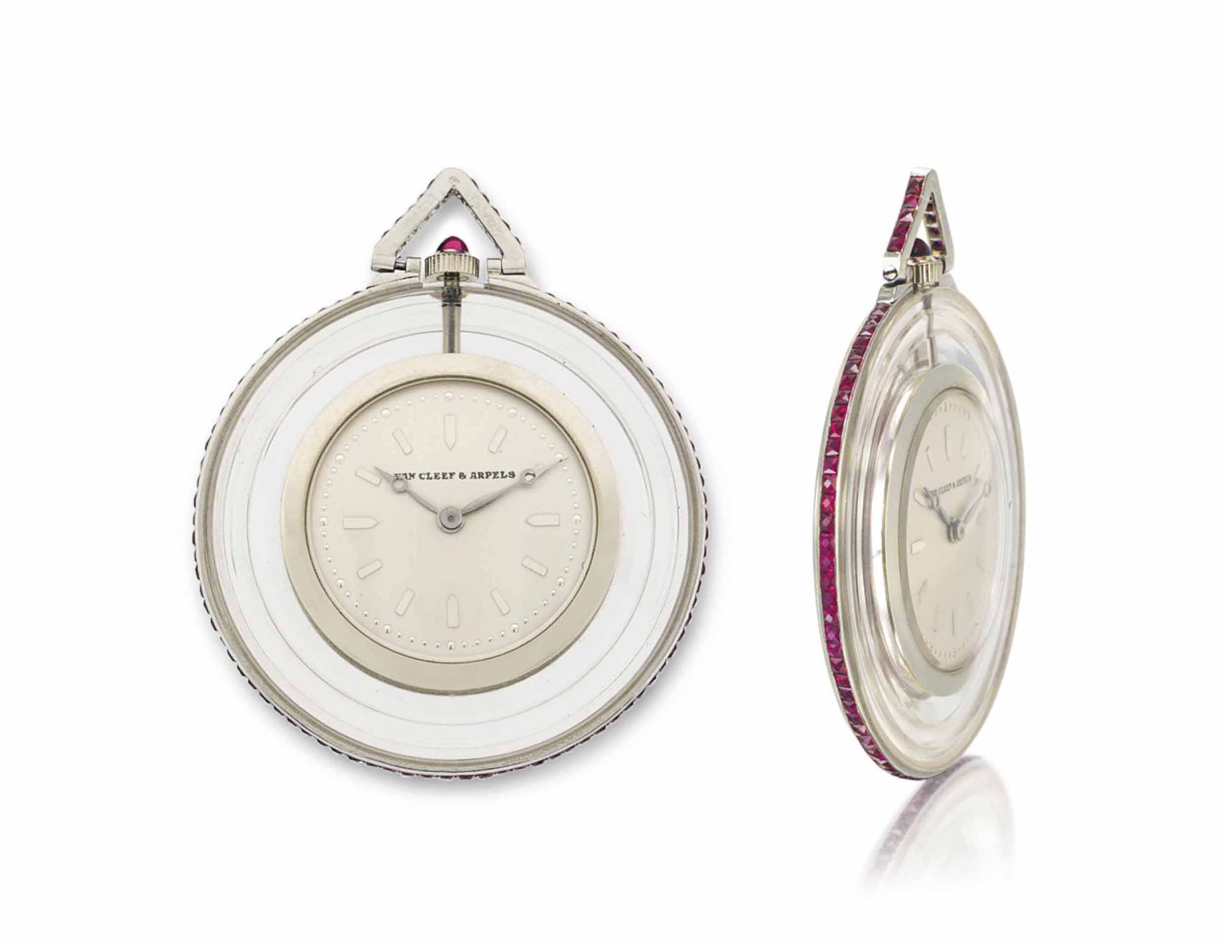 A PAIR OF MYSTERY-SET RUBY 'PAVOT' EAR CLIPS, BY VAN CLEEF & ARPELS ...
