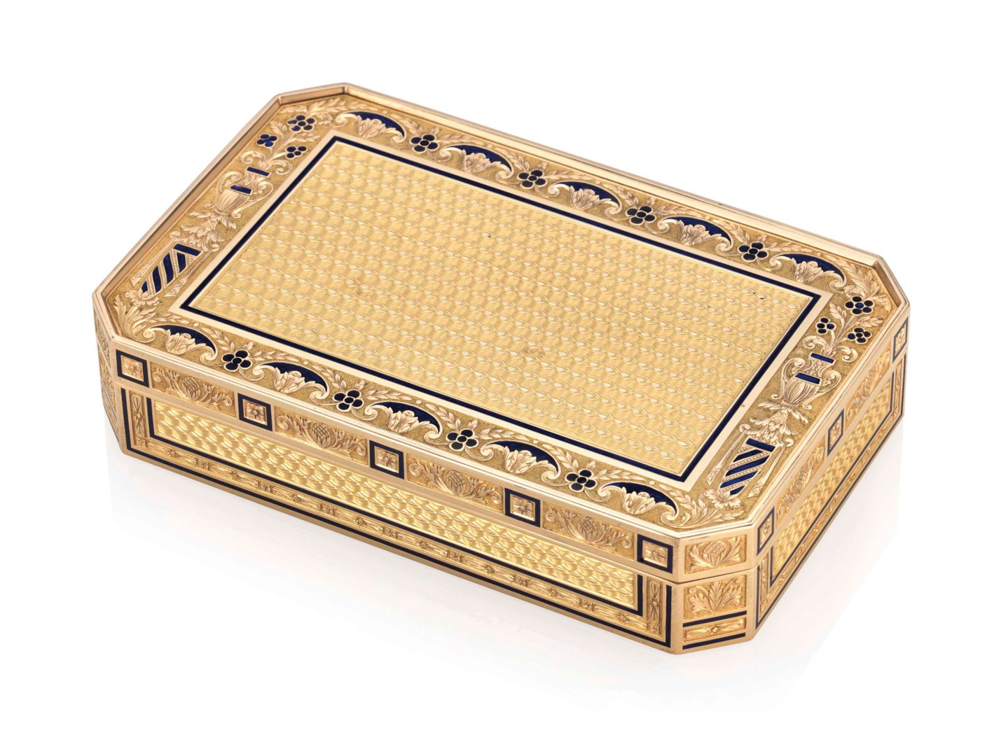 A CONTINENTAL PARCEL-ENAMELLED GOLD SNUFF-BOX, CIRCA 1820, WITH LATER ...