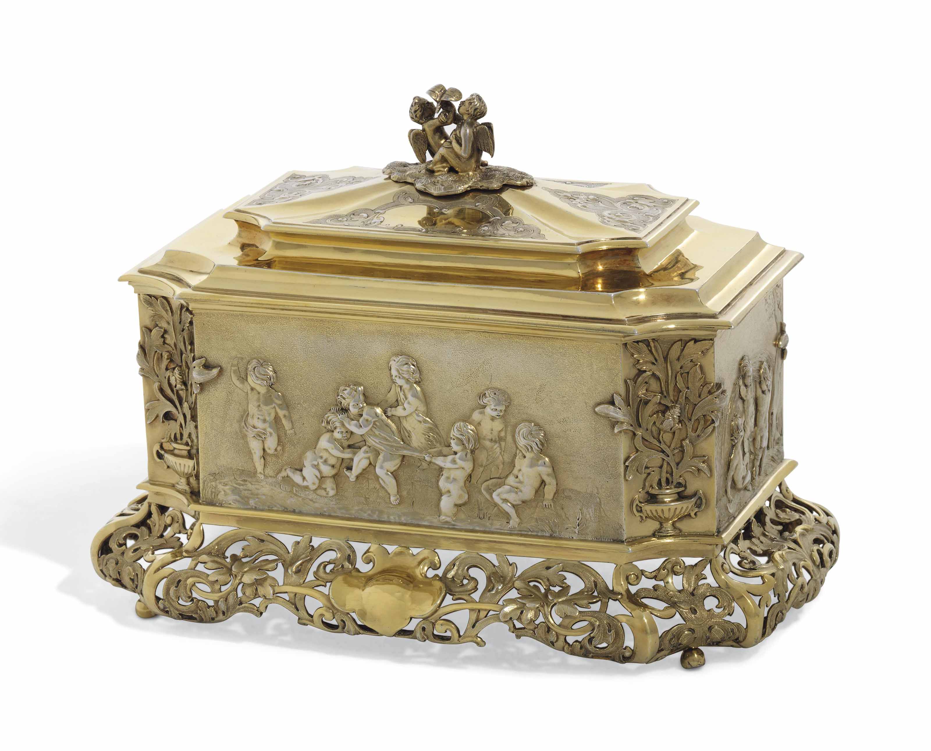 A VICTORIAN SILVER-GILT CASKET