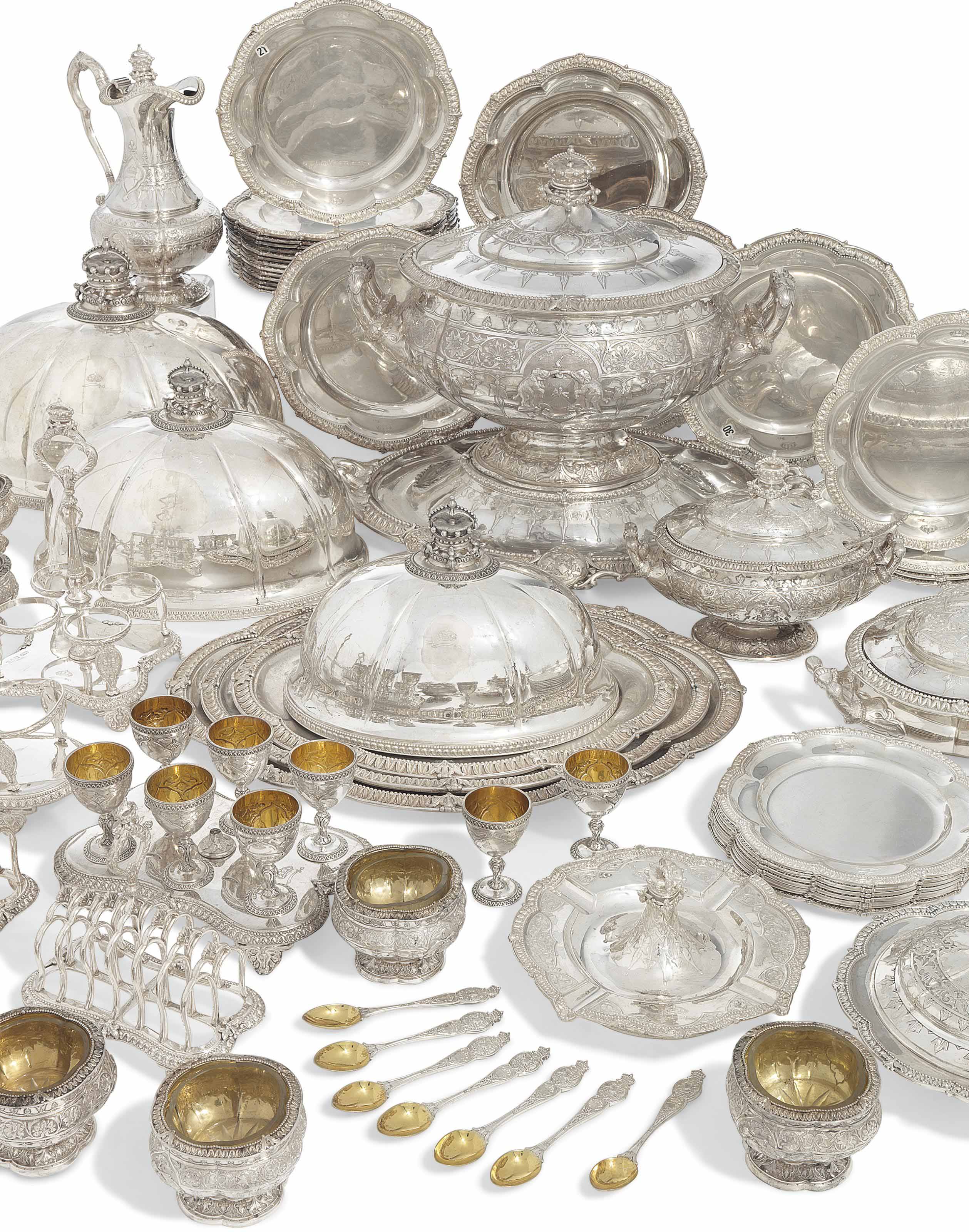 SILVER FROM THE MAHARAJA OF BARODA’S DINNER-SERVICE A VICTORIAN AND ...