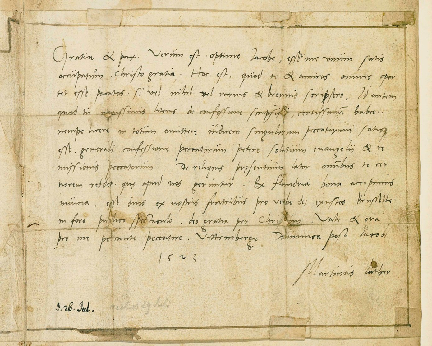 LUTHER, Martin (1483-1546). Autograph letter signed (‘Martinus Luther ...