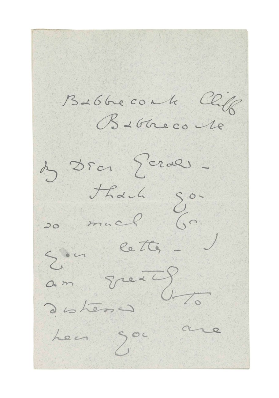 WILDE, Oscar (1854-1900). Autograph letter signed (‘Oscar Wilde’) to ...