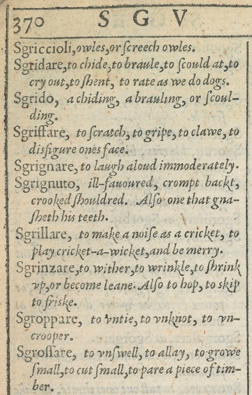 FLORIO, John (1553?-1625). A Worlde of Wordes, or Most Copious, and ...