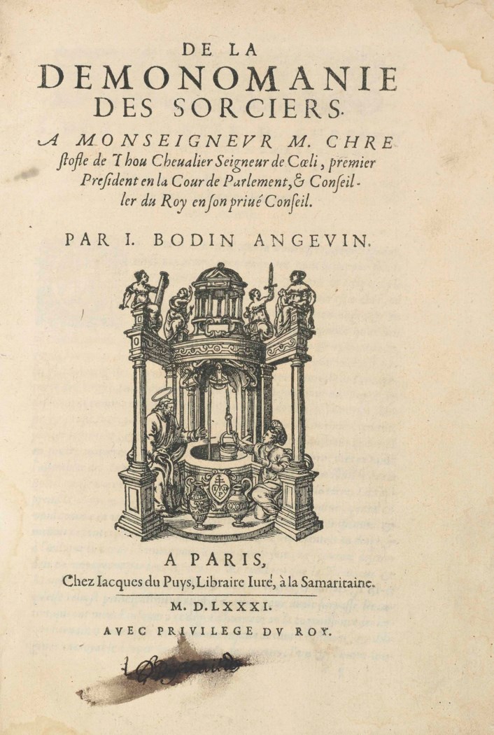 BODIN, Jean (1530-1596). La Demonomanie des Sorciers. Paris: Jacques du Puys, 1581. | Christie's