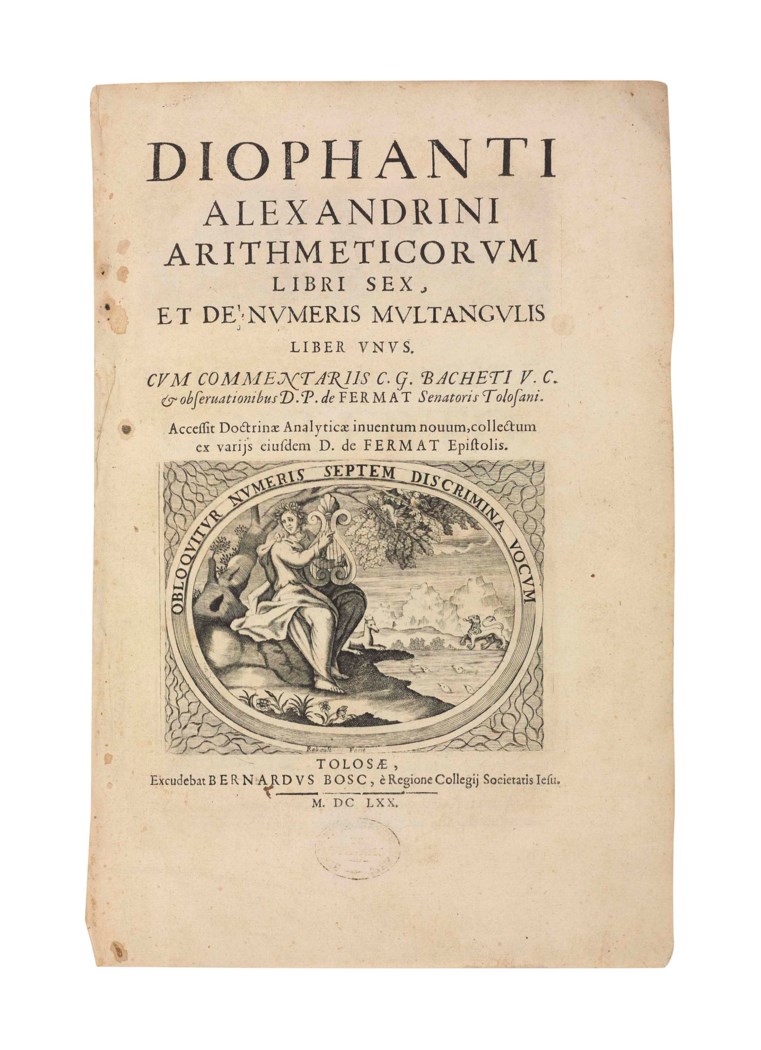 DIOPHANTUS of Alexandria (fl. A.D. 250). Arithmeticorum libri sex, et ...