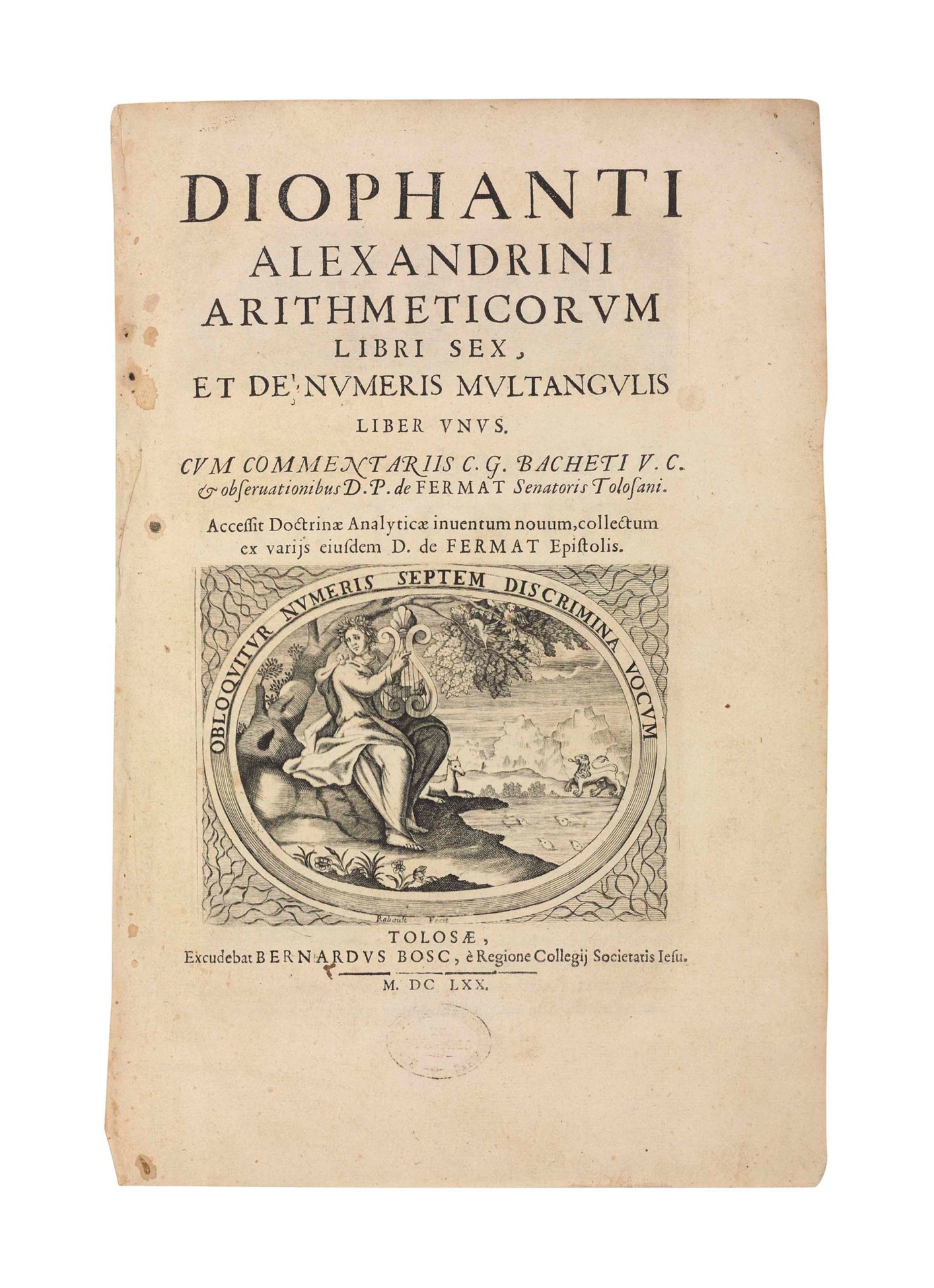 DIOPHANTUS of Alexandria (fl. A.D. 250). Arithmeticorum libri sex, et ...