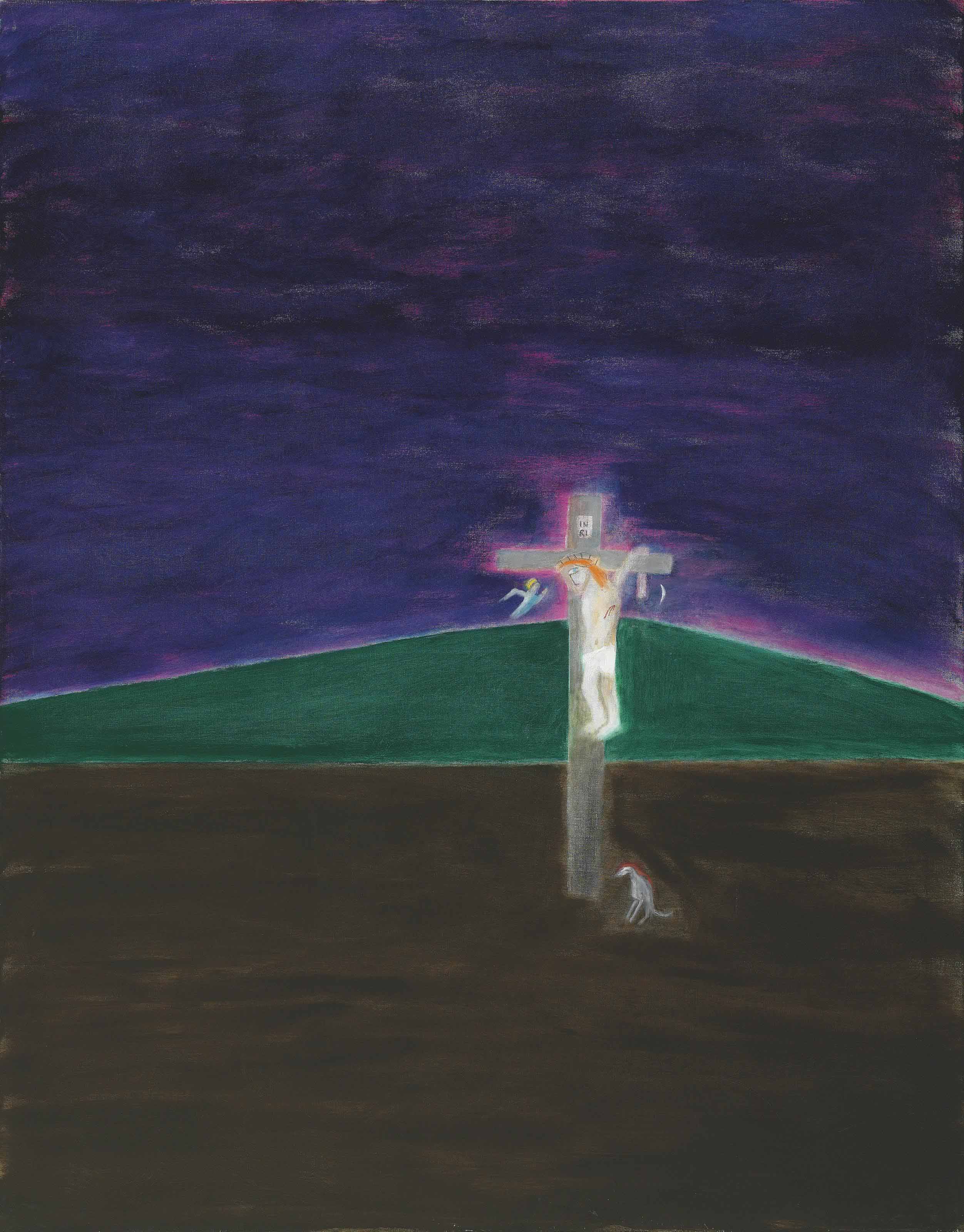 Craigie Aitchison, R.A. (1926-2009) , Crucifixion with Angel ...
