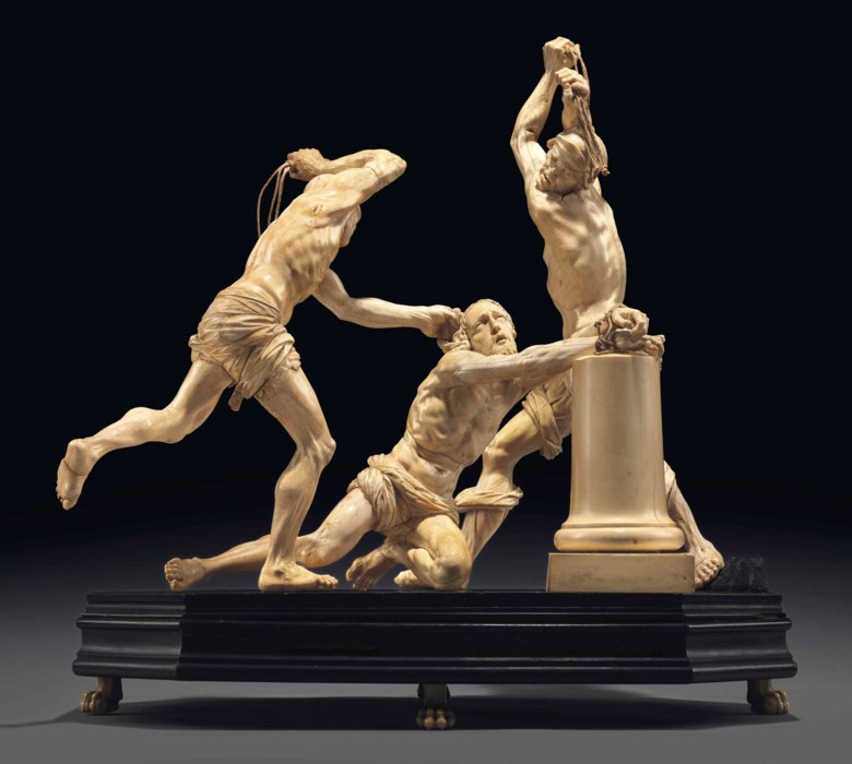 AN IVORY GROUP OF THE FLAGELLATION OF CHRIST, BY JACOBUS AGNESIUS ...