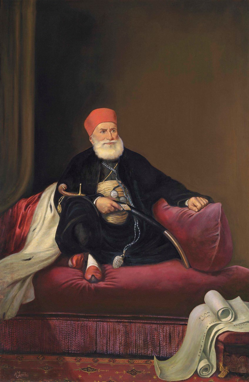 MUHAMMAD 'ALI PASHA WITH A PLAN OF THE RAILWAY FROM CAIRO TO SUEZ ...