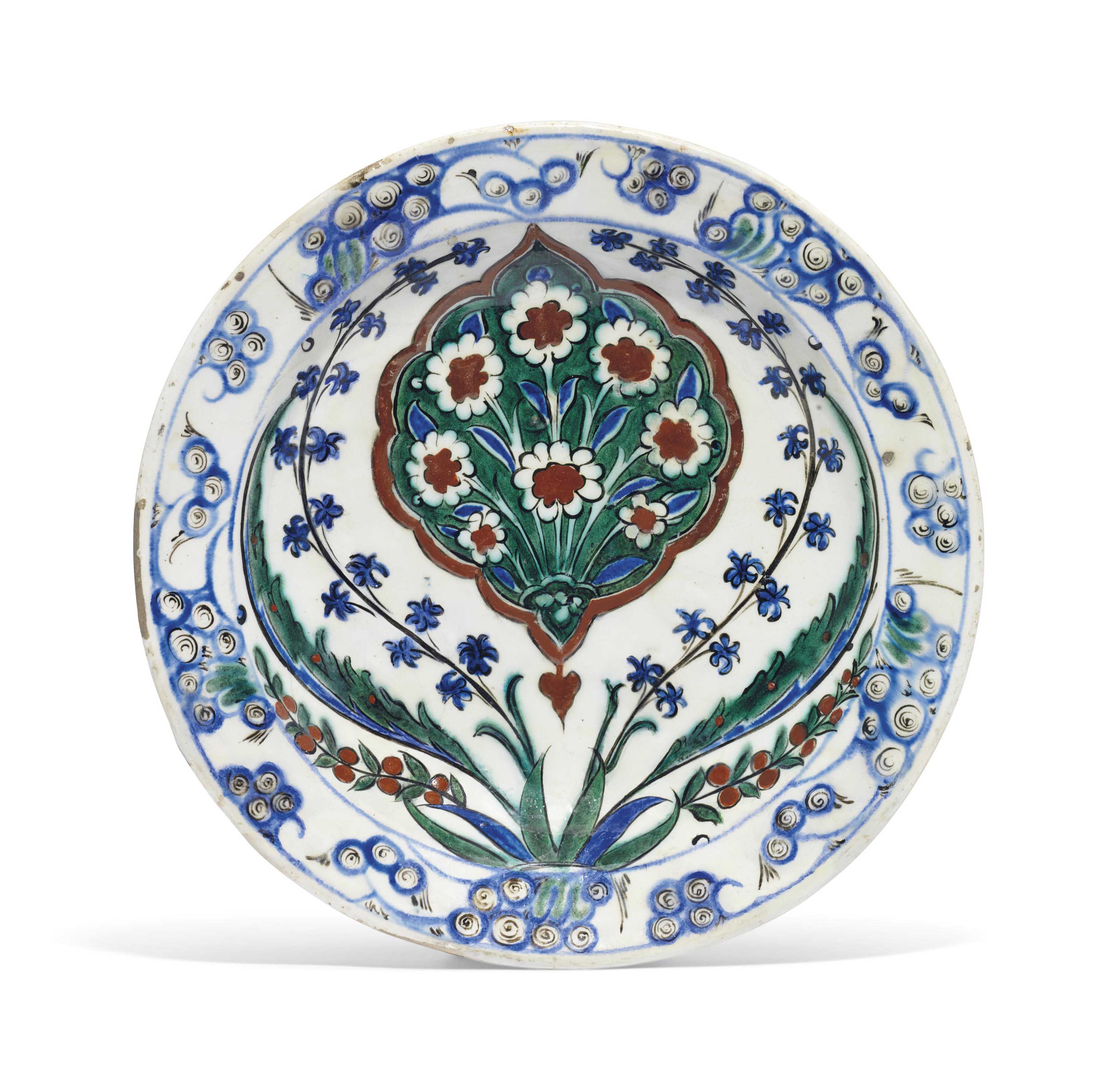AN IZNIK POTTERY DISH