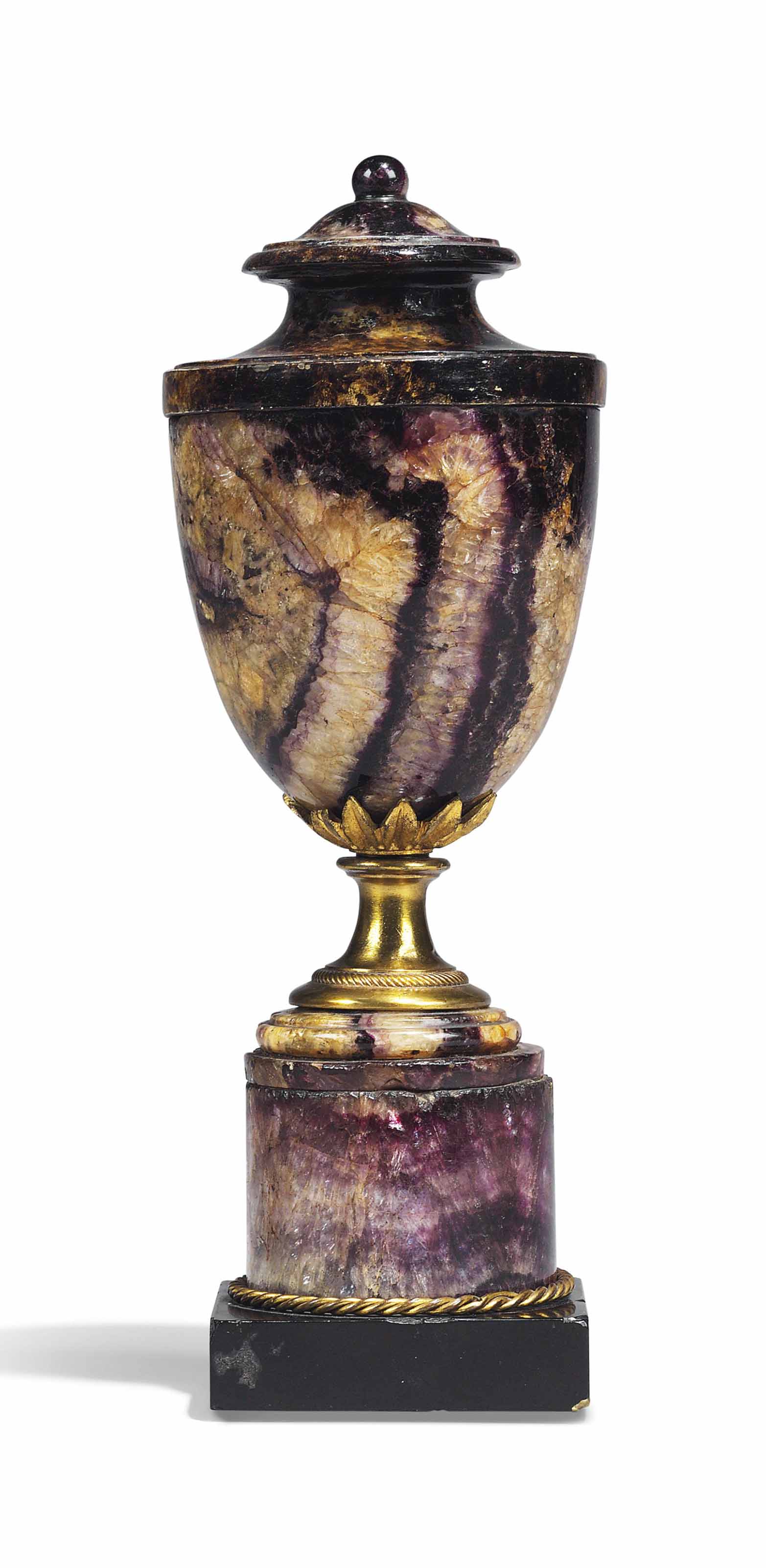A GEORGE III BLUE JOHN AND ORMOLU SOLID VASE , LATE 18TH CENTURY ...