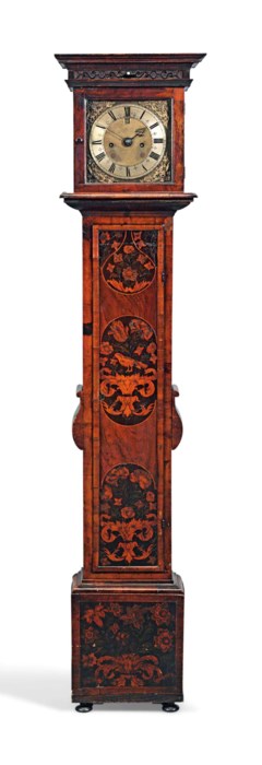 A WILLIAM AND MARY FLORAL MARQUETRY STRIKING LONGCASE CLOCK, THE CASE ...