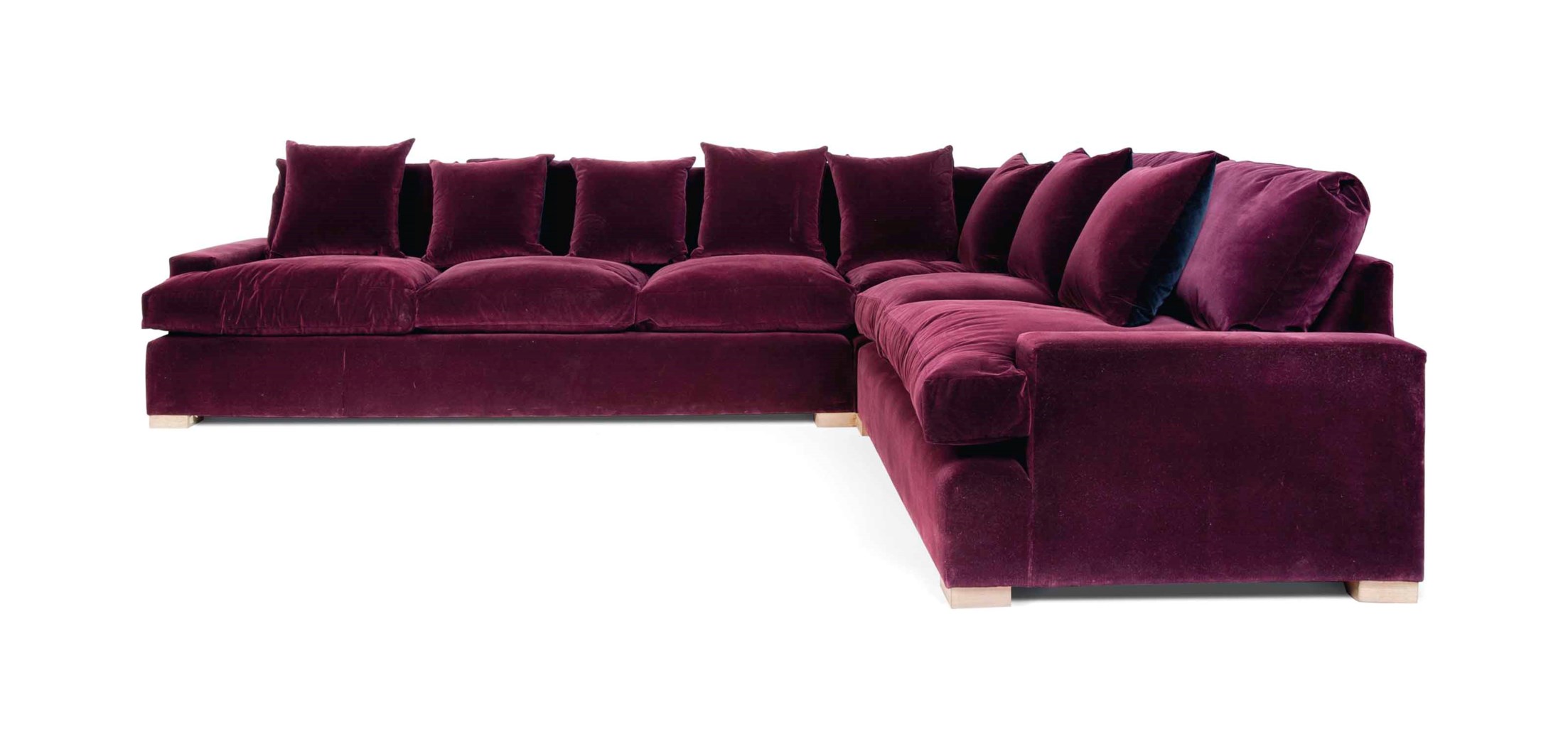A PLUM VELVET LARGE CORNER SOFA, MODERN | Christie's