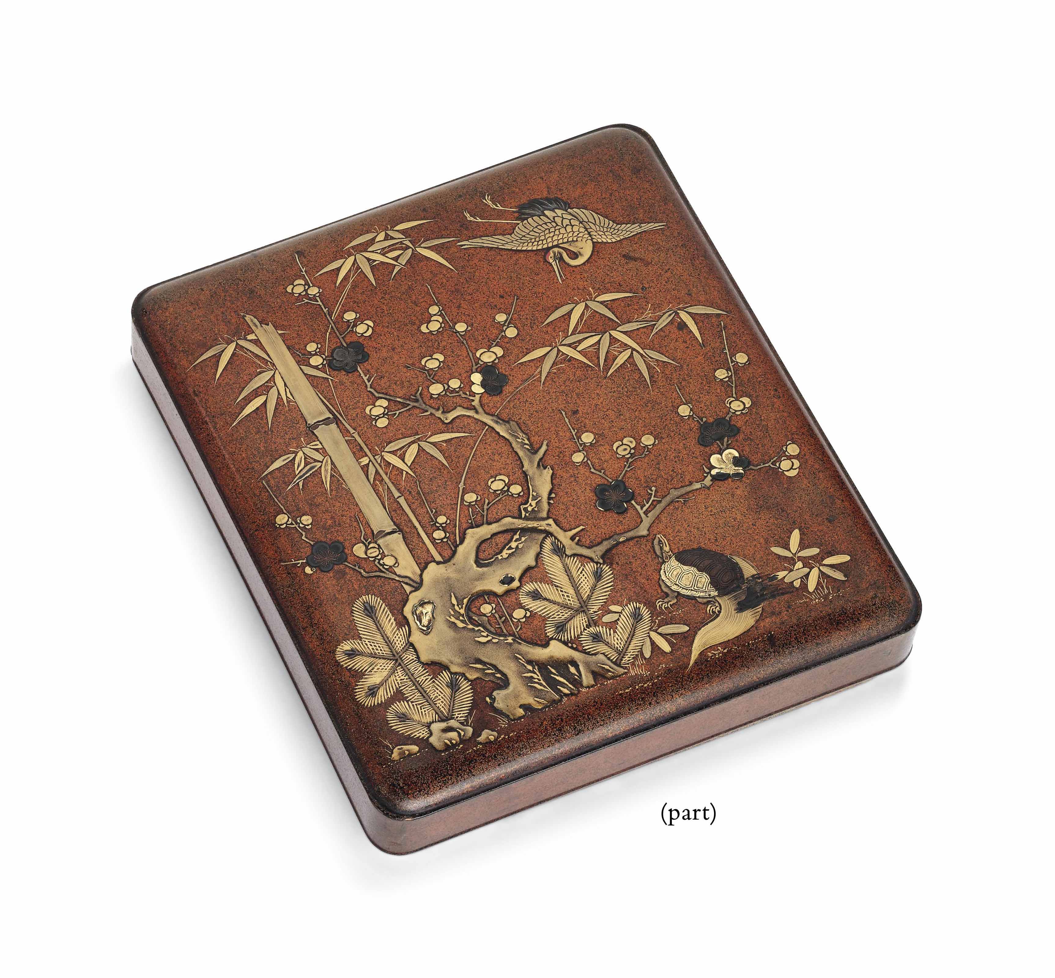 TWO JAPANESE LACQUER SUZURIBAKO [WRITING-BOXES] AND ANOTHER BOX