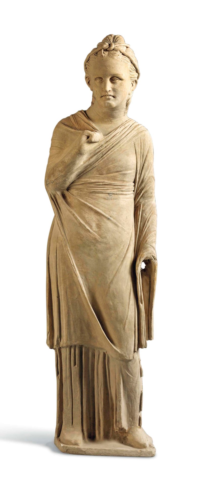 A LARGE ETRUSCAN TERRACOTTA STATUE OF A GIRL, CIRCA 3RD CENTURY B.C ...