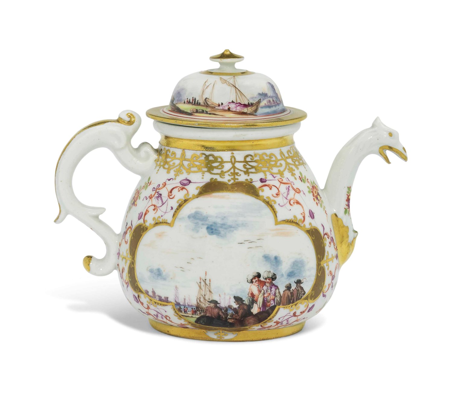 A MEISSEN TEAPOT AND COVER