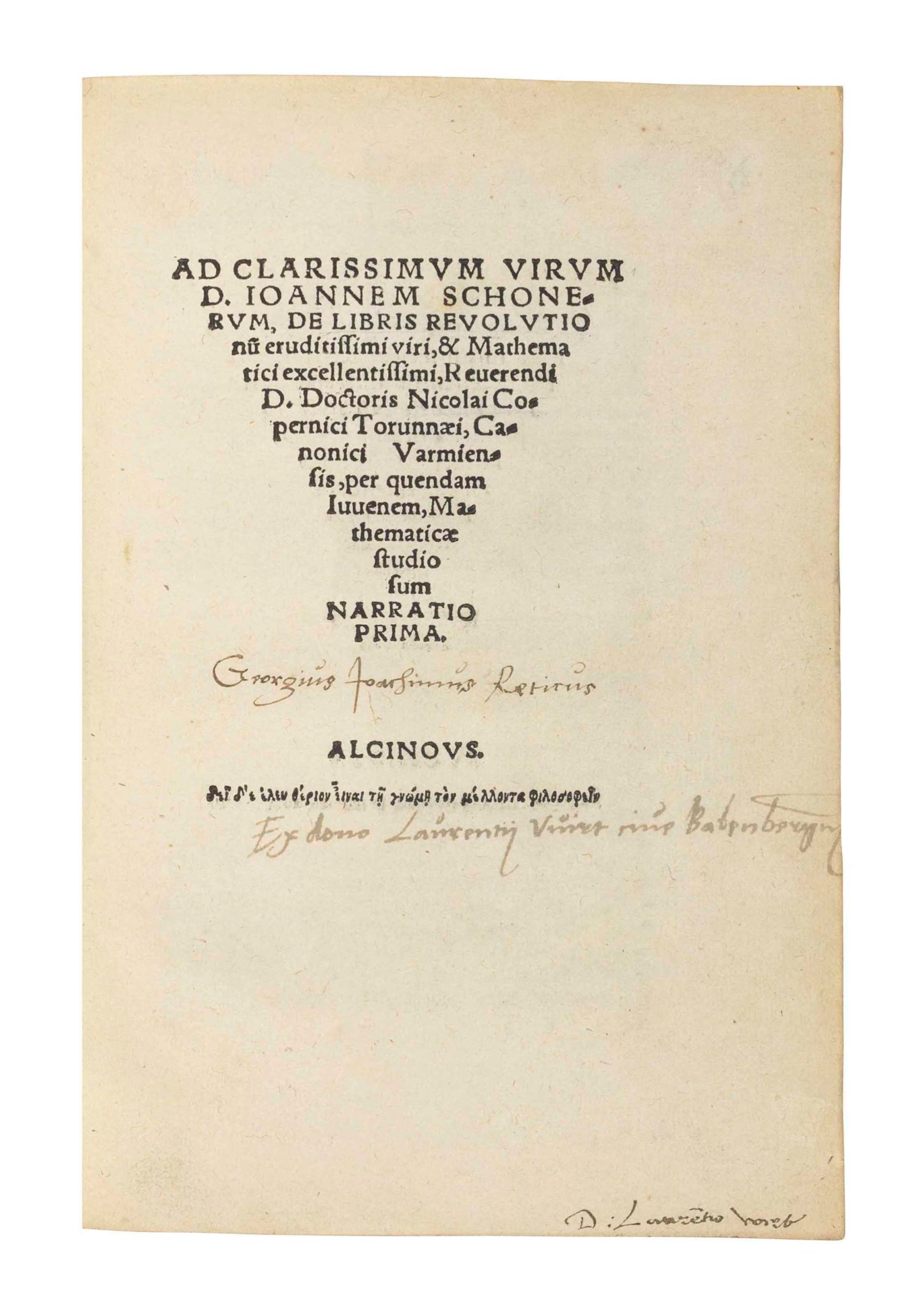 RHETICUS, Georg Joachim (1514-1574). De libris revolutionum ...