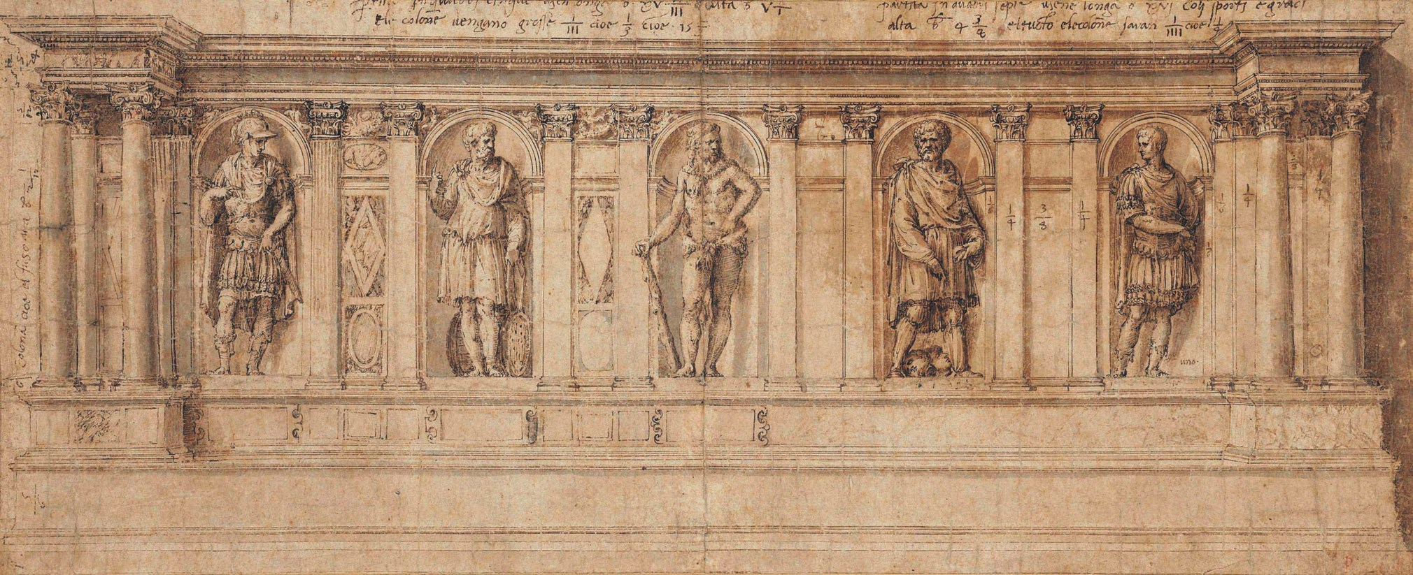Baldassare Peruzzi (Ancaiano 1481-1536 Rome), Design for a bench: the ...