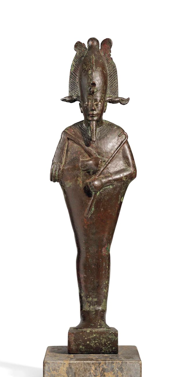 A LARGE EGYPTIAN BRONZE OSIRIS, LATE PERIOD, 25TH DYNASTY, CIRCA 747 ...