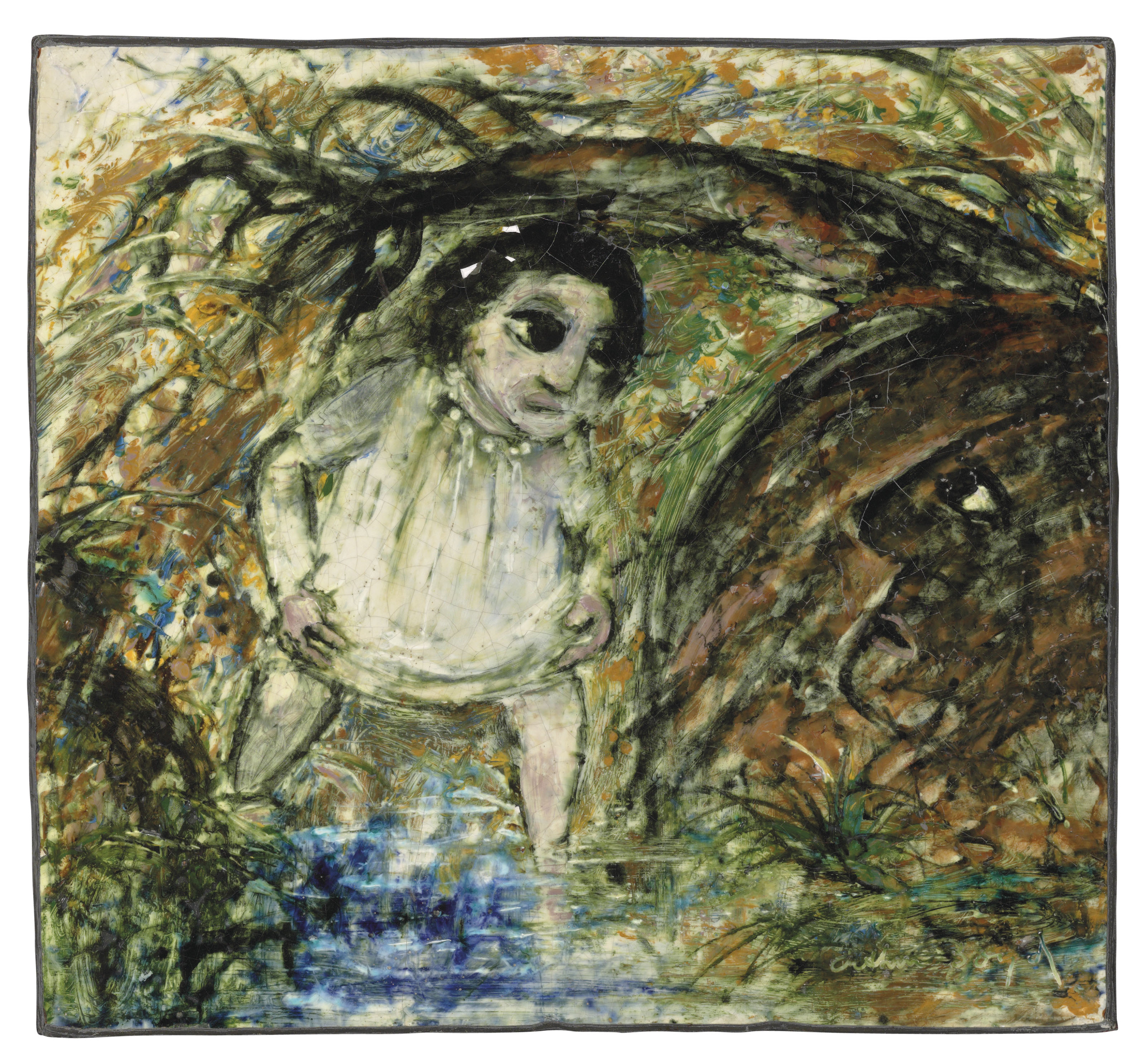 ARTHUR MERRIC BLOOMFIELD BOYD (1920-1999), Figure Wading (Bride walking ...