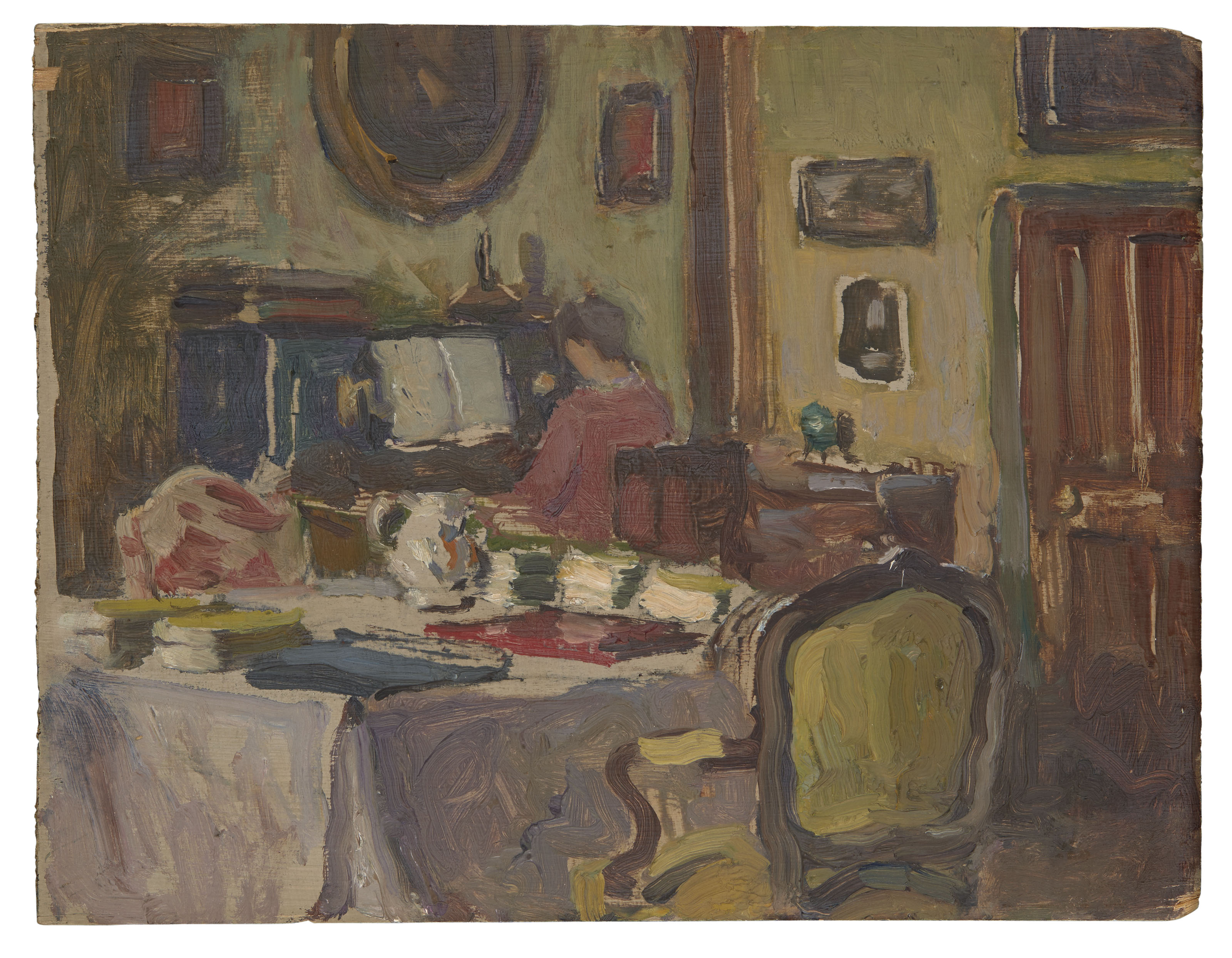 BESSIE ELLEN DAVIDSON (1879-1965), Interior with woman at a piano ...