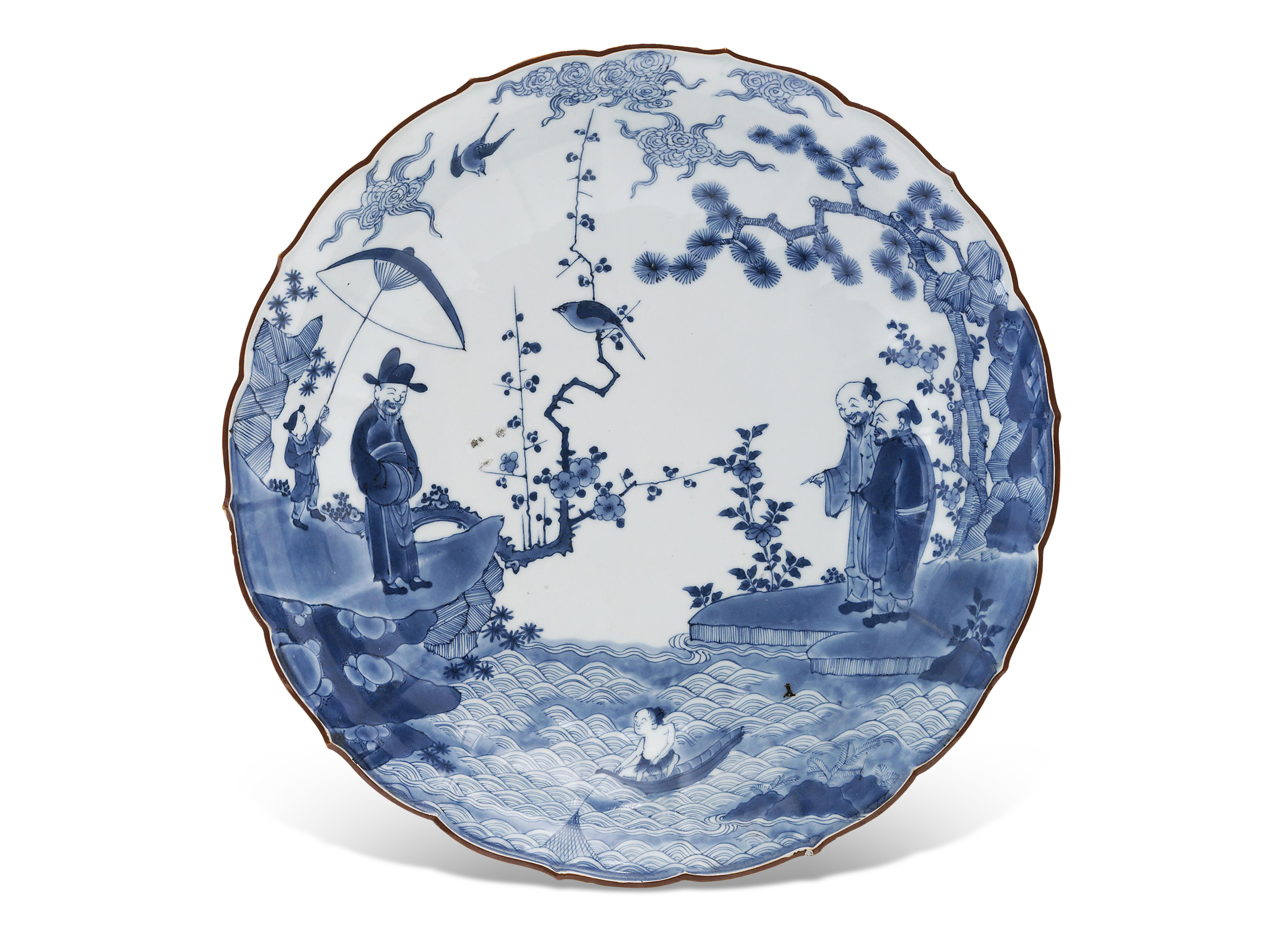 A RARE LARGE KAKIEMON DISH, FUKU MARK, EDO PERIOD (LATE 17TH CENTURY ...