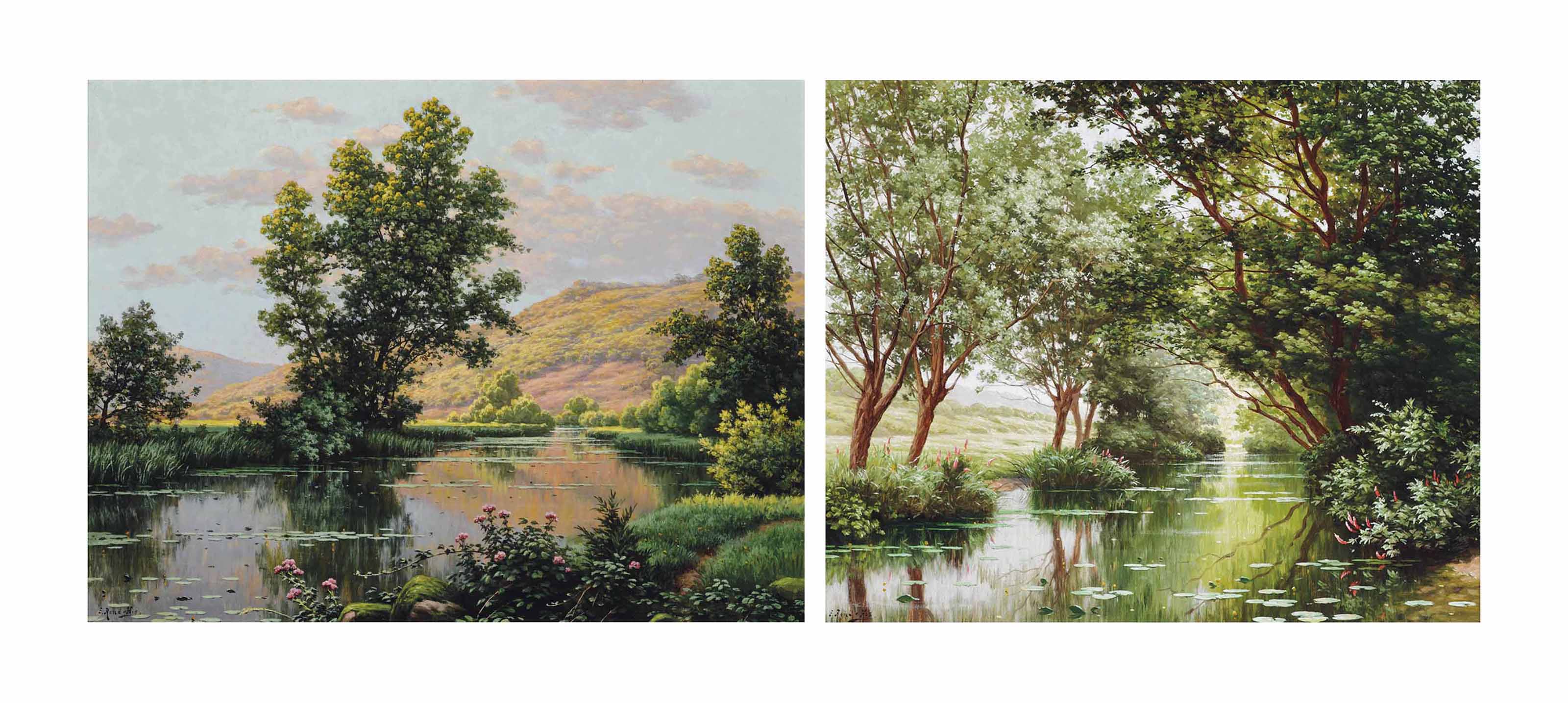 René Charles Edmond His (FRENCH, 1877-1960), October on the river Yonne ...