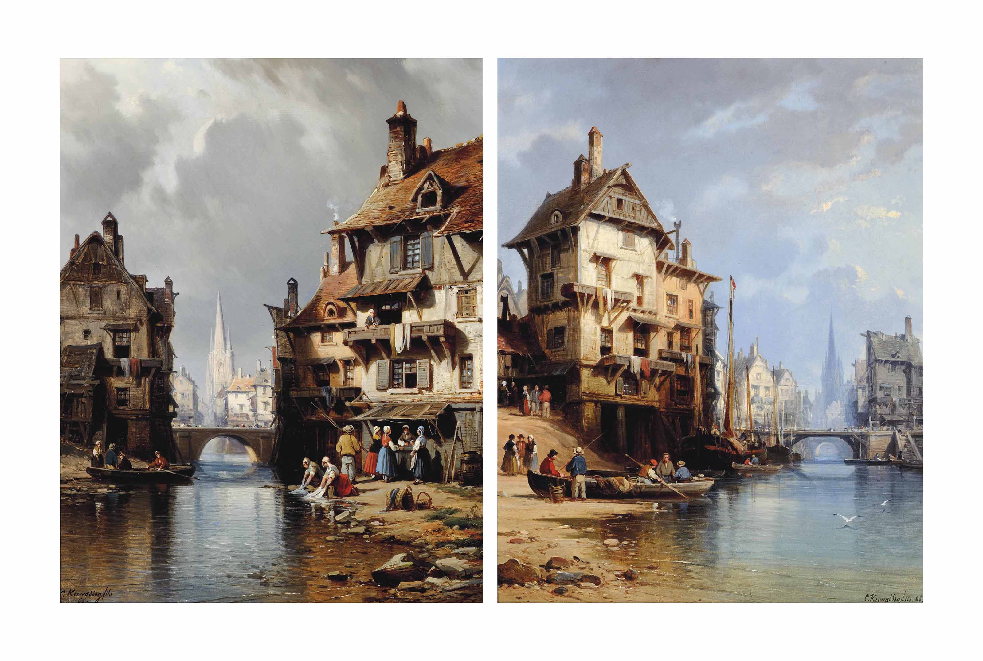 René Charles Edmond His (FRENCH, 1877-1960), October on the river Yonne ...