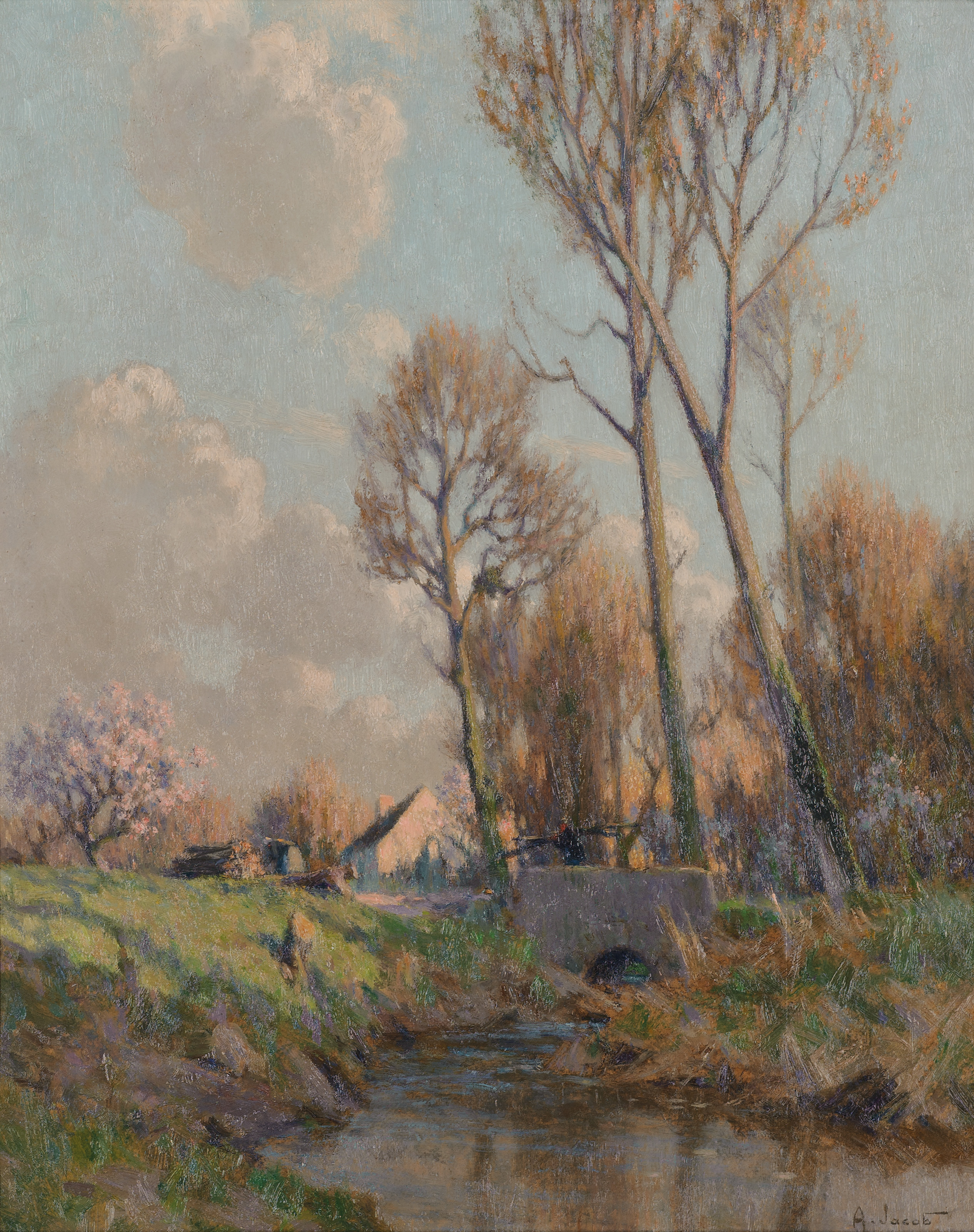 René Charles Edmond His (FRENCH, 1877-1960), October on the river Yonne ...
