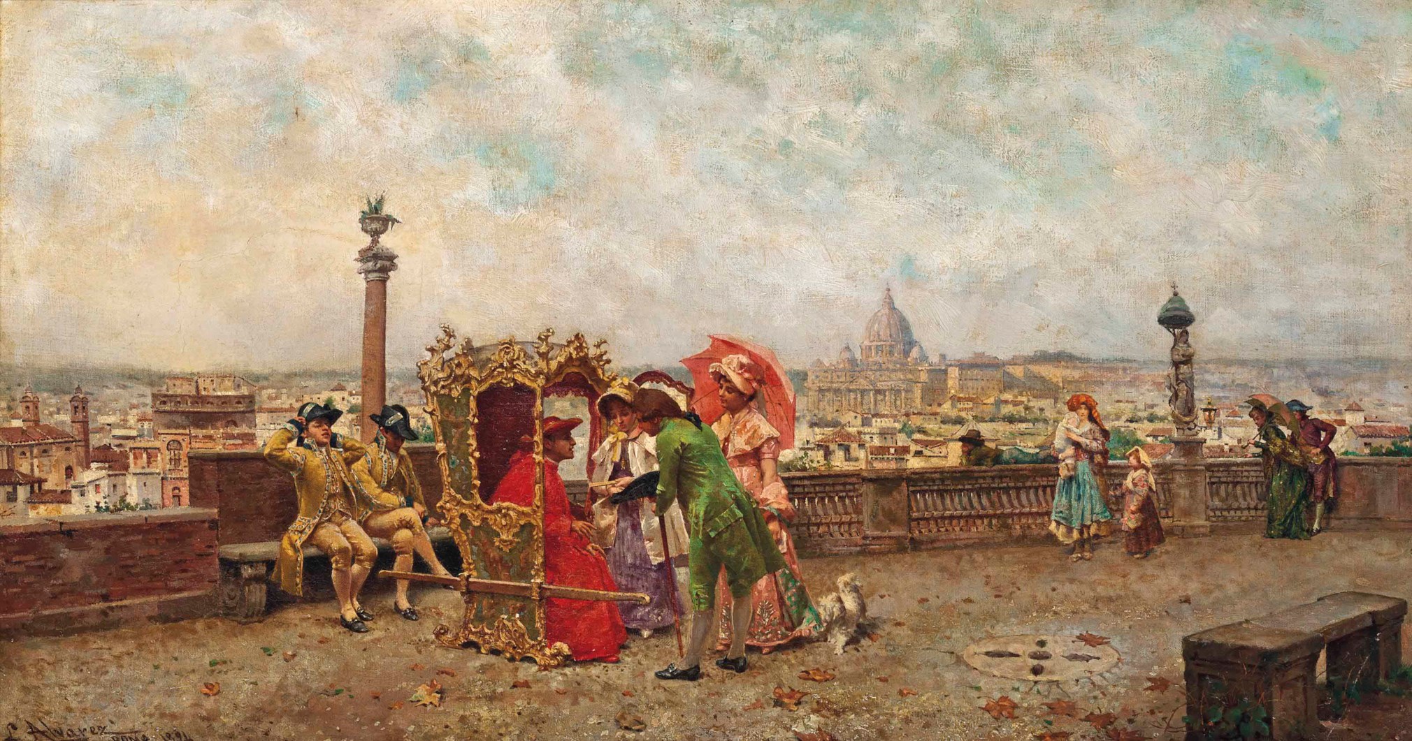 Luis Alvarez Catalá (Spanish, 1836-1901), Cardinal's promenade at the ...