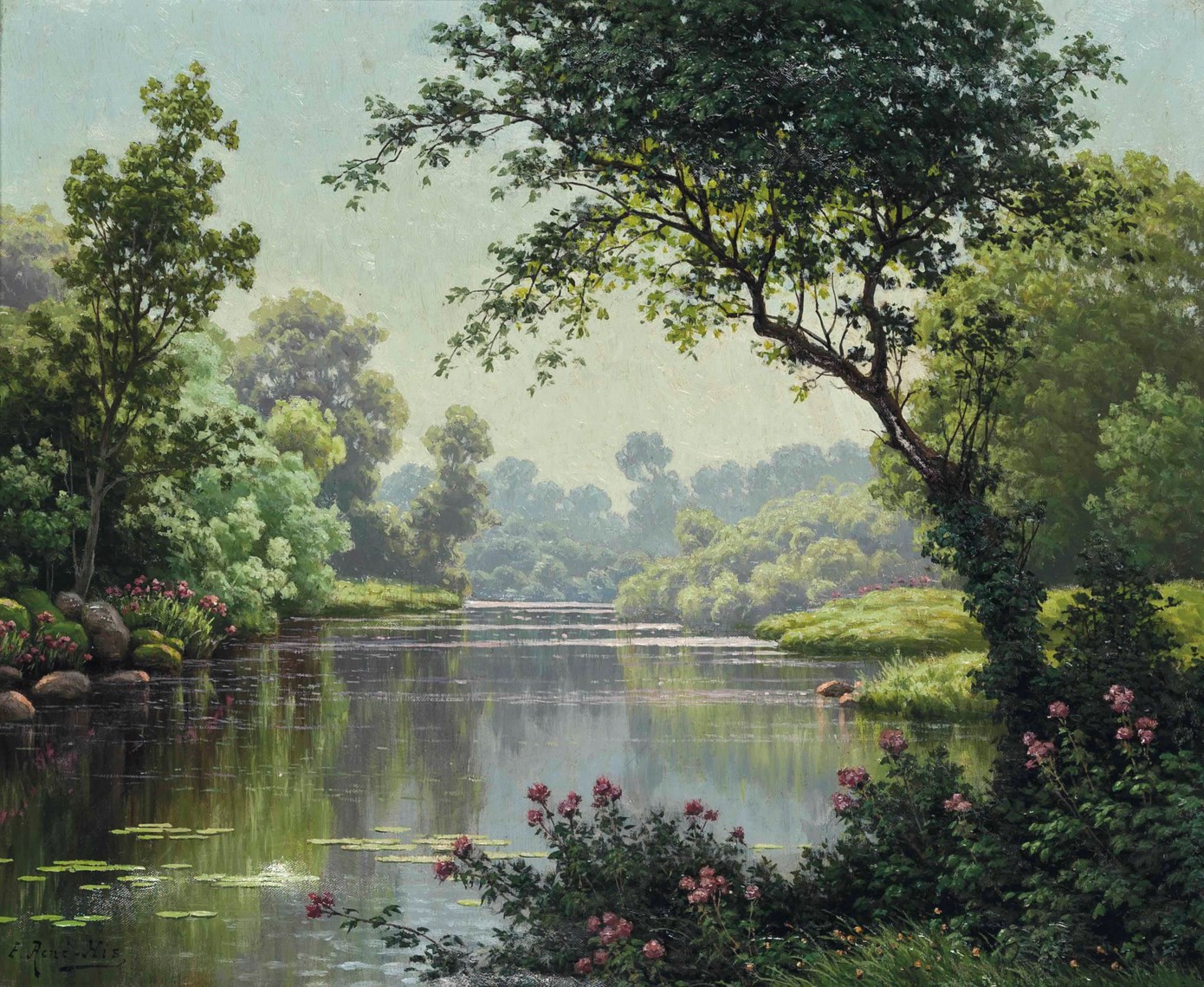 René Charles Edmond His (French, 1877-1960), Le trou d'eau tranquille ...