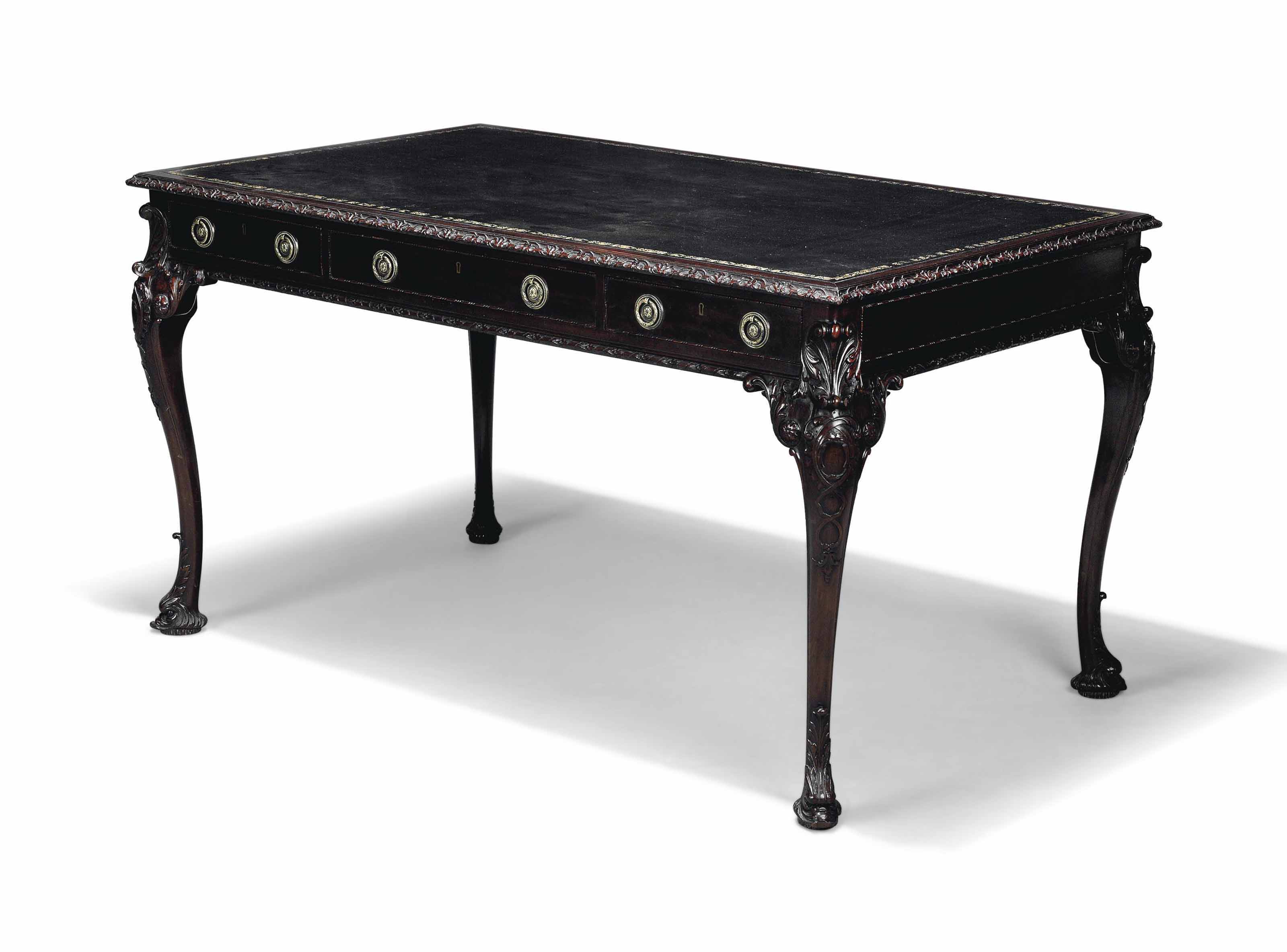 AN ENGLISH MAHOGANY LIBRARY TABLE