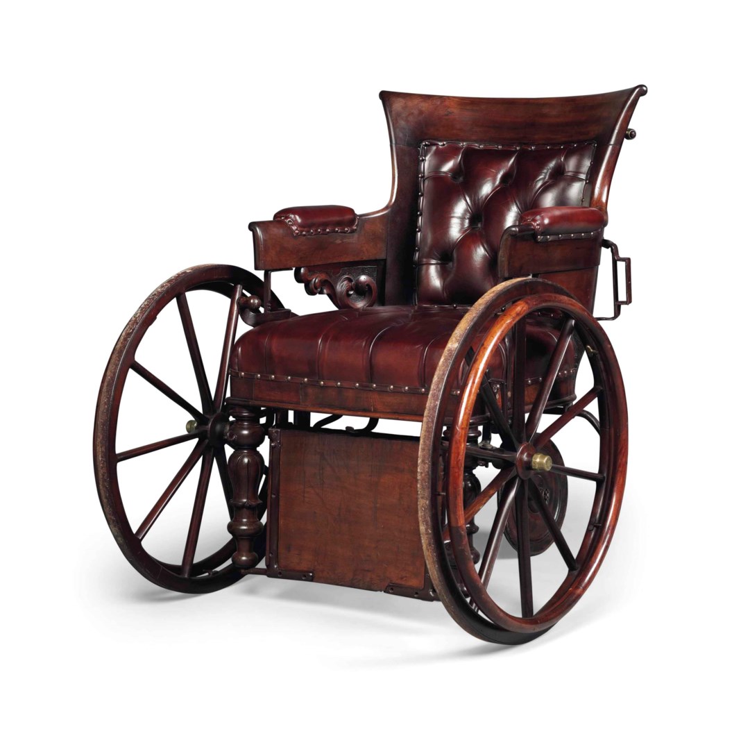 A VICTORIAN MAHOGANY WHEELCHAIR, J. HEATH, BATH, MID 19TH CENTURY ...