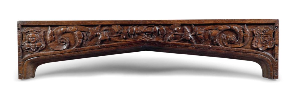 A GOTHIC CARVED OAK BRESSUMER BEAM, EARLY 16TH CENTURY, PROBABLY ...