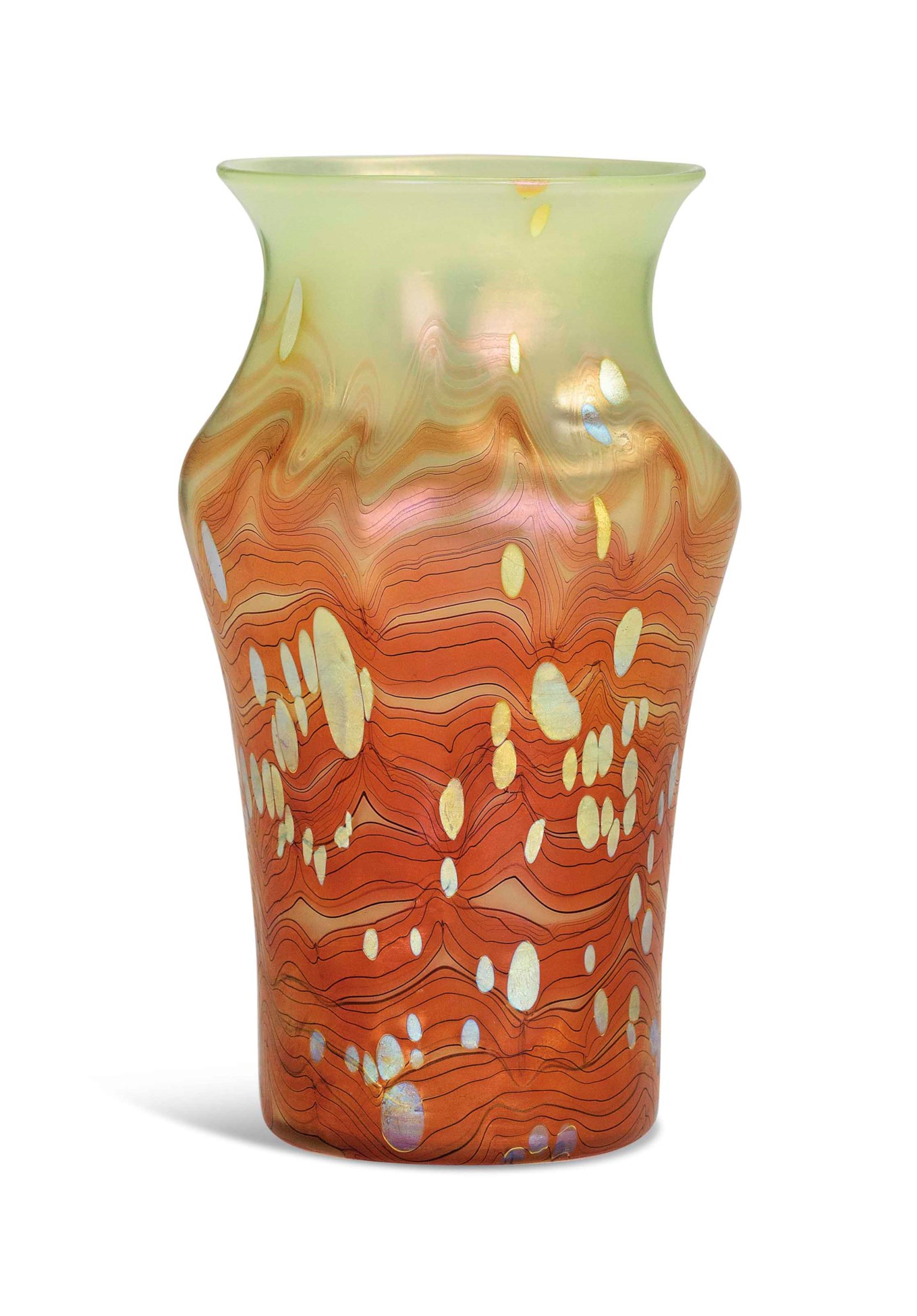 A LOETZ IRIDESCENT GLASS VASE WITH DIMPLED SHOULDERS, CIRCA 1900 ...