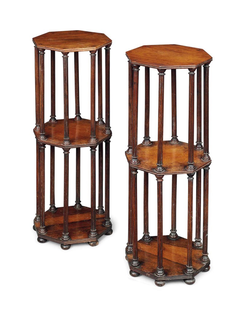 A PAIR OF VICTORIAN ROSEWOOD OCTAGONAL STANDS, LATE 19TH CENTURY ...