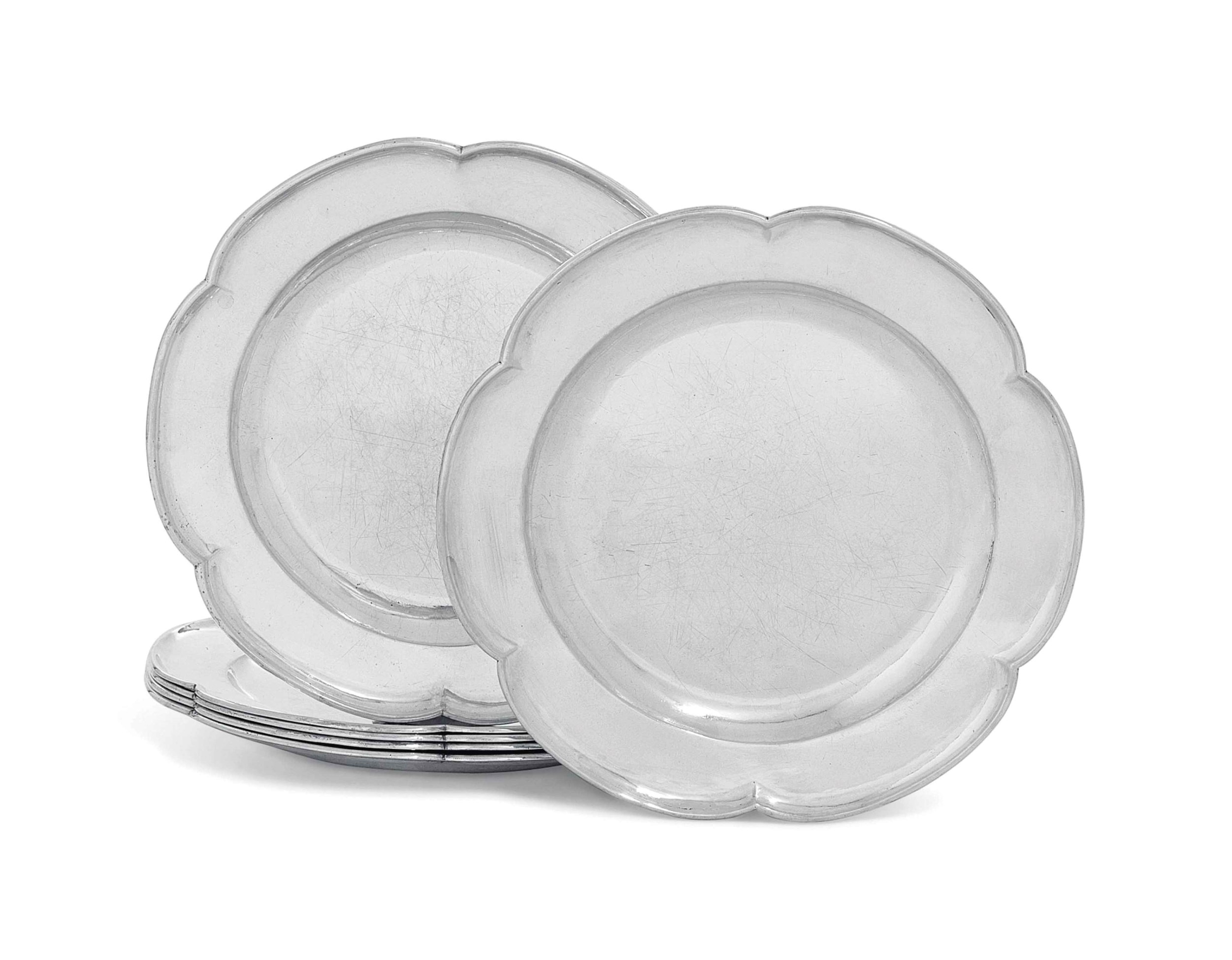 A SET OF SIX GERMAN SILVER DINNER-PLATES