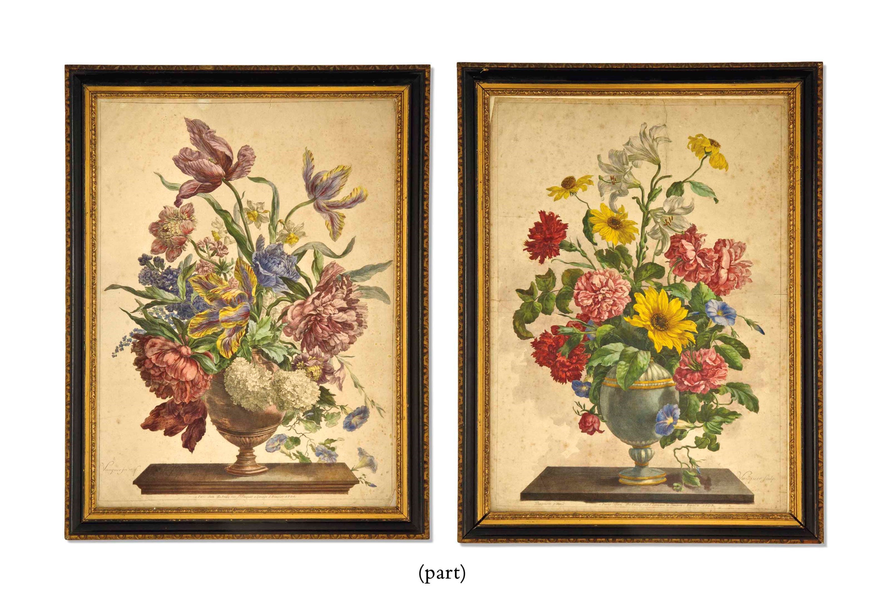 SEVEN COLOURED ENGRAVINGS OF FLOWERS AFTER JEAN-BAPTISTE MONNOYER (1636 ...