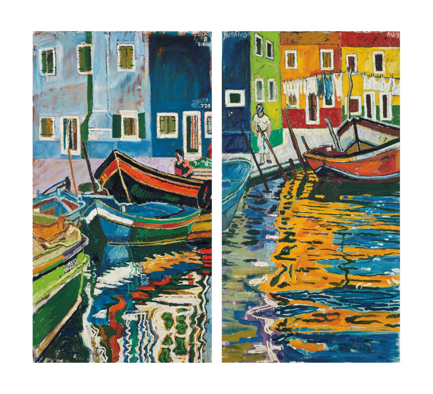John Bratby, R.A. (Wimbledon 1928-1992 Hastings), Boatsman, Burano; and ...