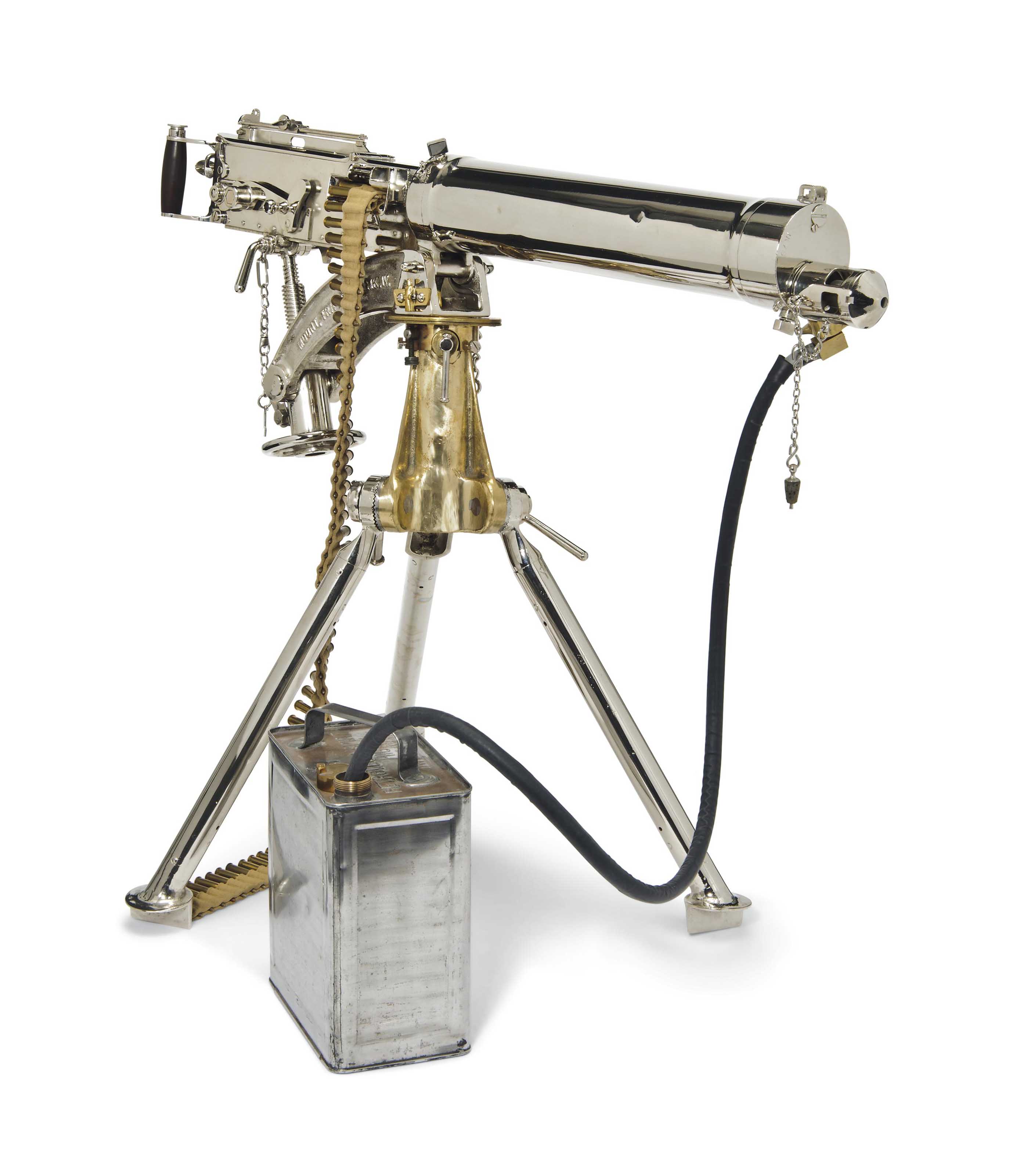 A DEACTIVATED CHROME-PLATED BRITISH .303 VICKERS MACHINE GUN