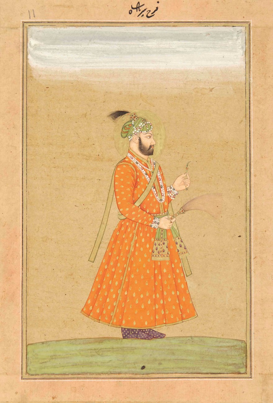 A STANDING PORTRAIT OF THE EMPEROR FARRUKHSIYAR, MUGHAL STYLE AT ...