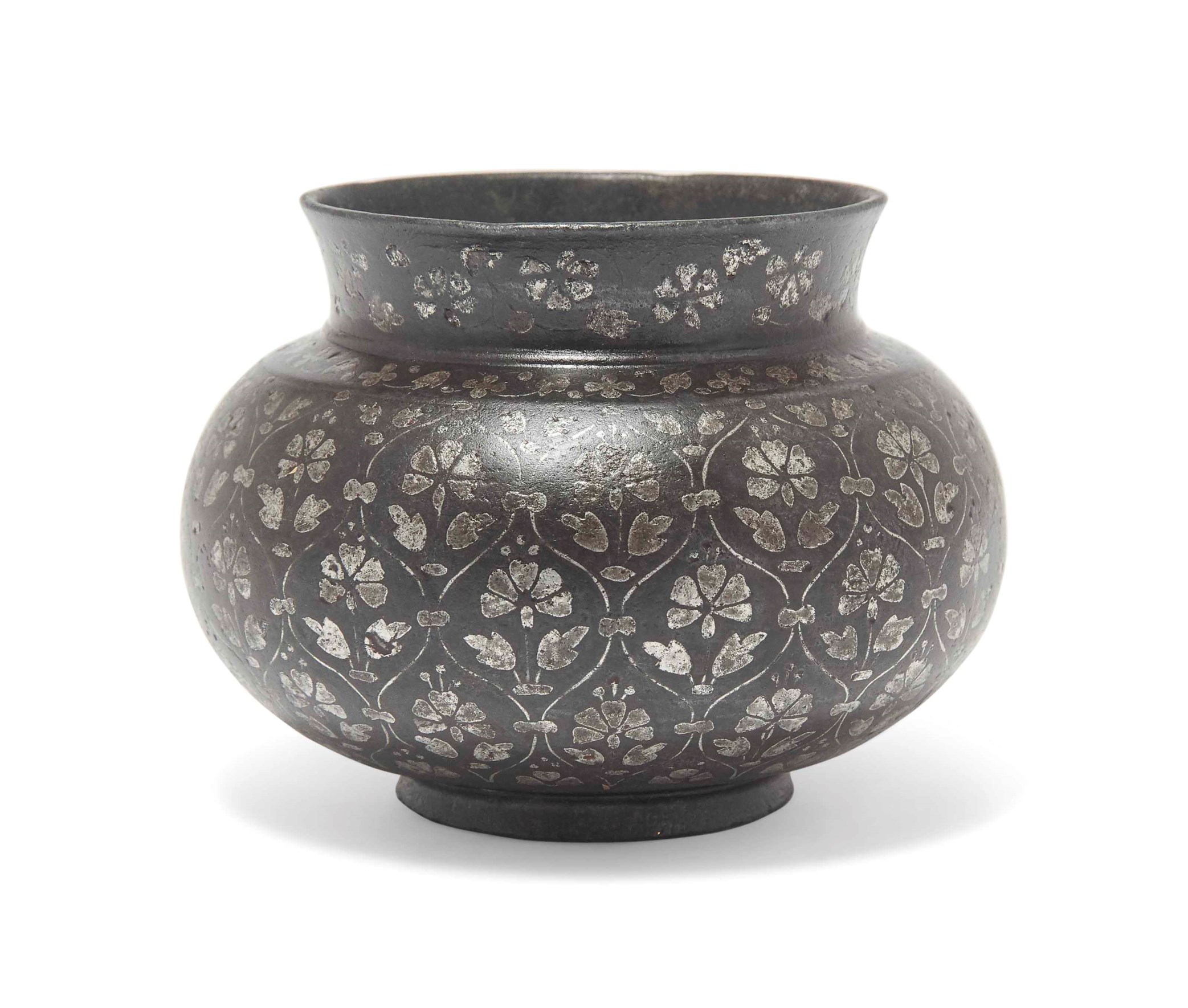 A SILVER-INLAID (BIDRI) VASE