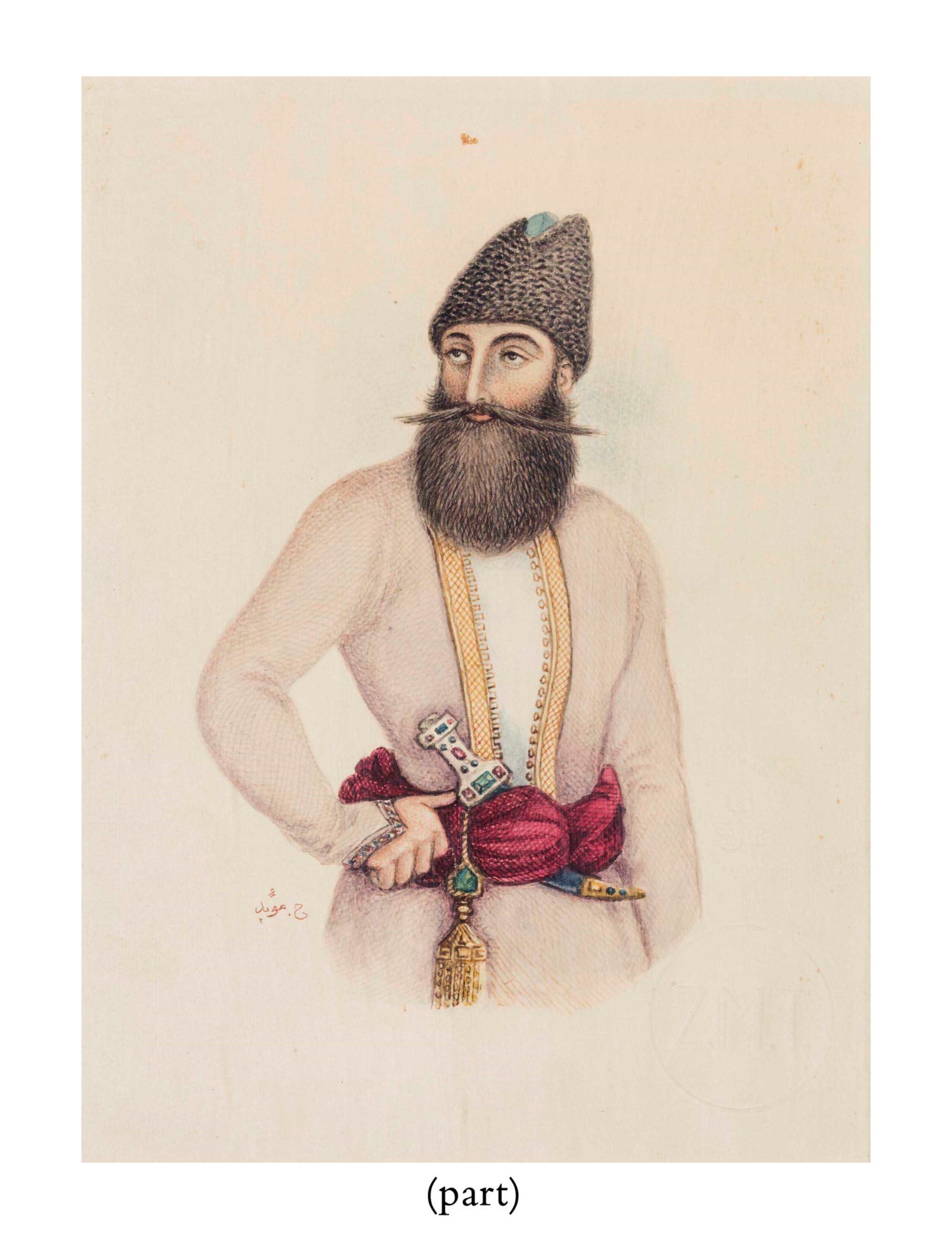 A WATERCOLOUR PORTRAIT OF ABBAS MIRZA, QAJAR IRAN, 19TH CENTURY ...