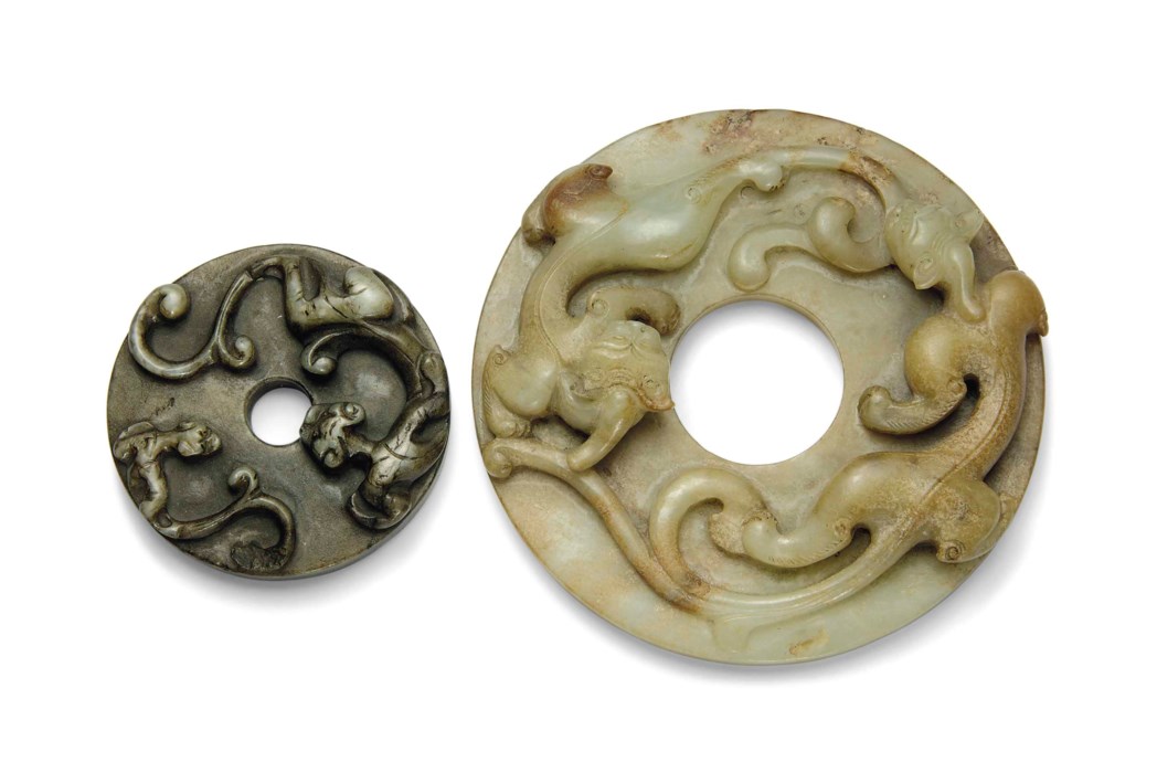 TWO JADE CHILONG BI DISCS, MING DYNASTY (1368-1644) OR EARLIER | Christie's